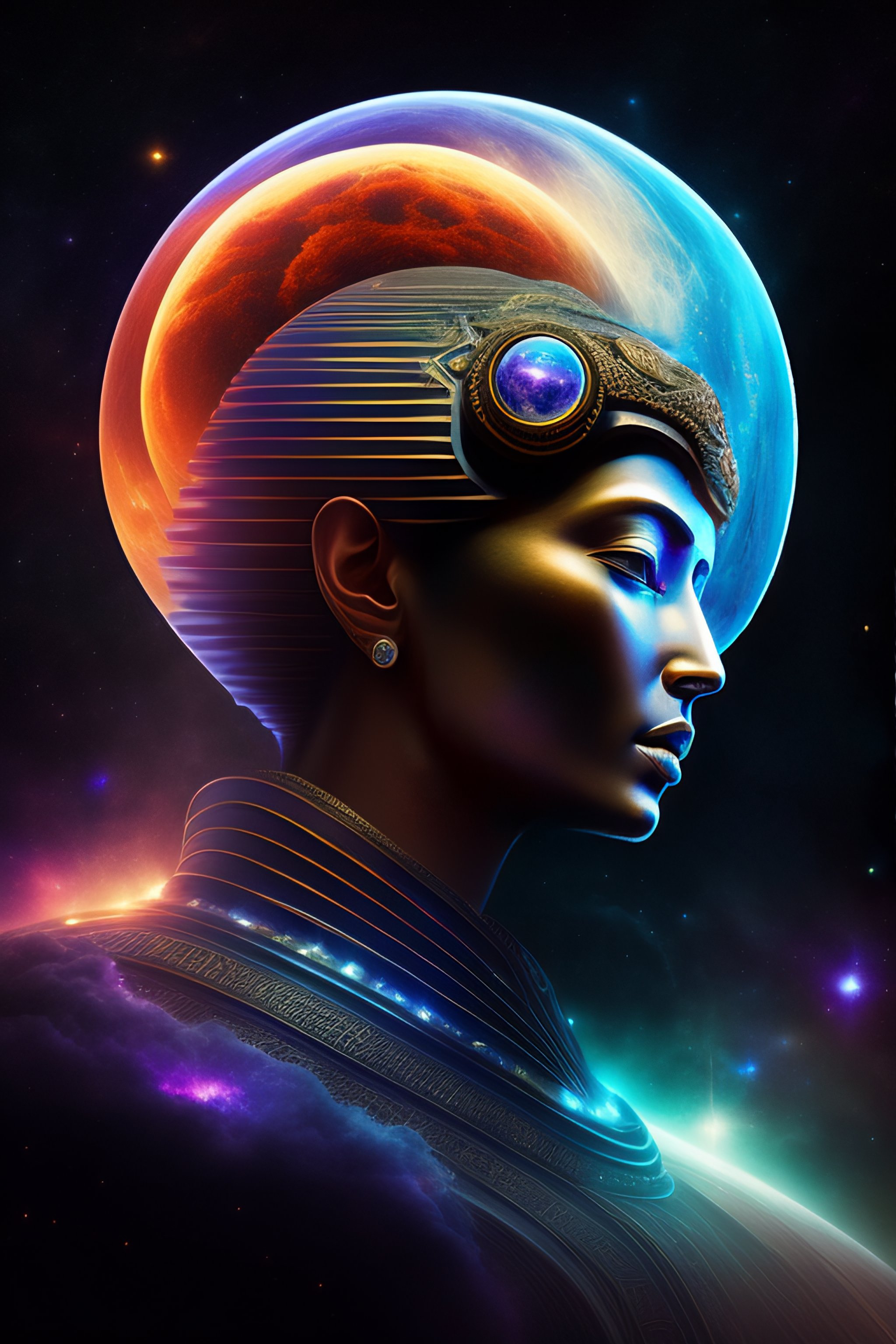Lexica - Ancient alien, face, deep space, dark, spaceship, futuristic ...