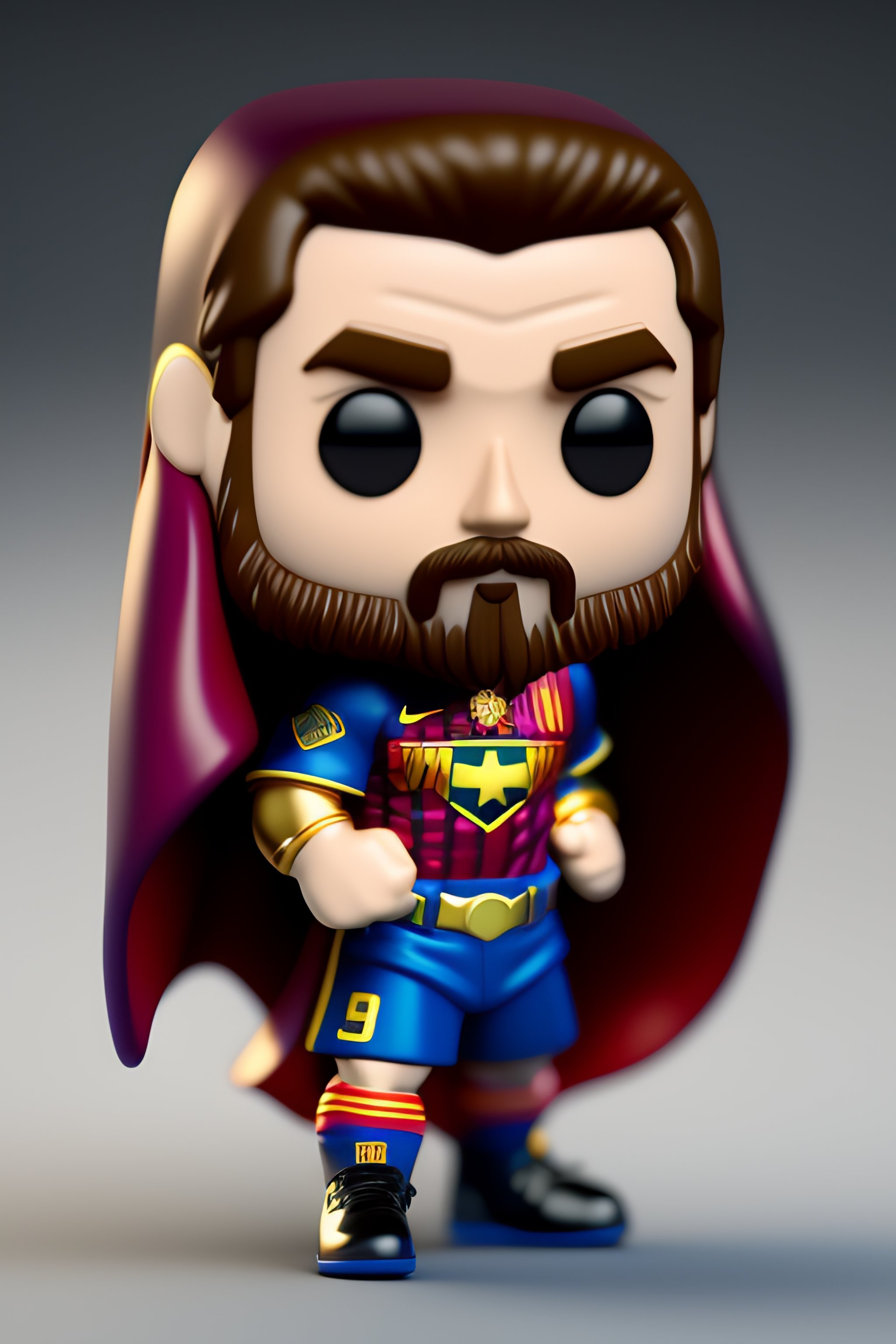 Lexica - 3d render of funko pop lionel messi wearing a superhero cape