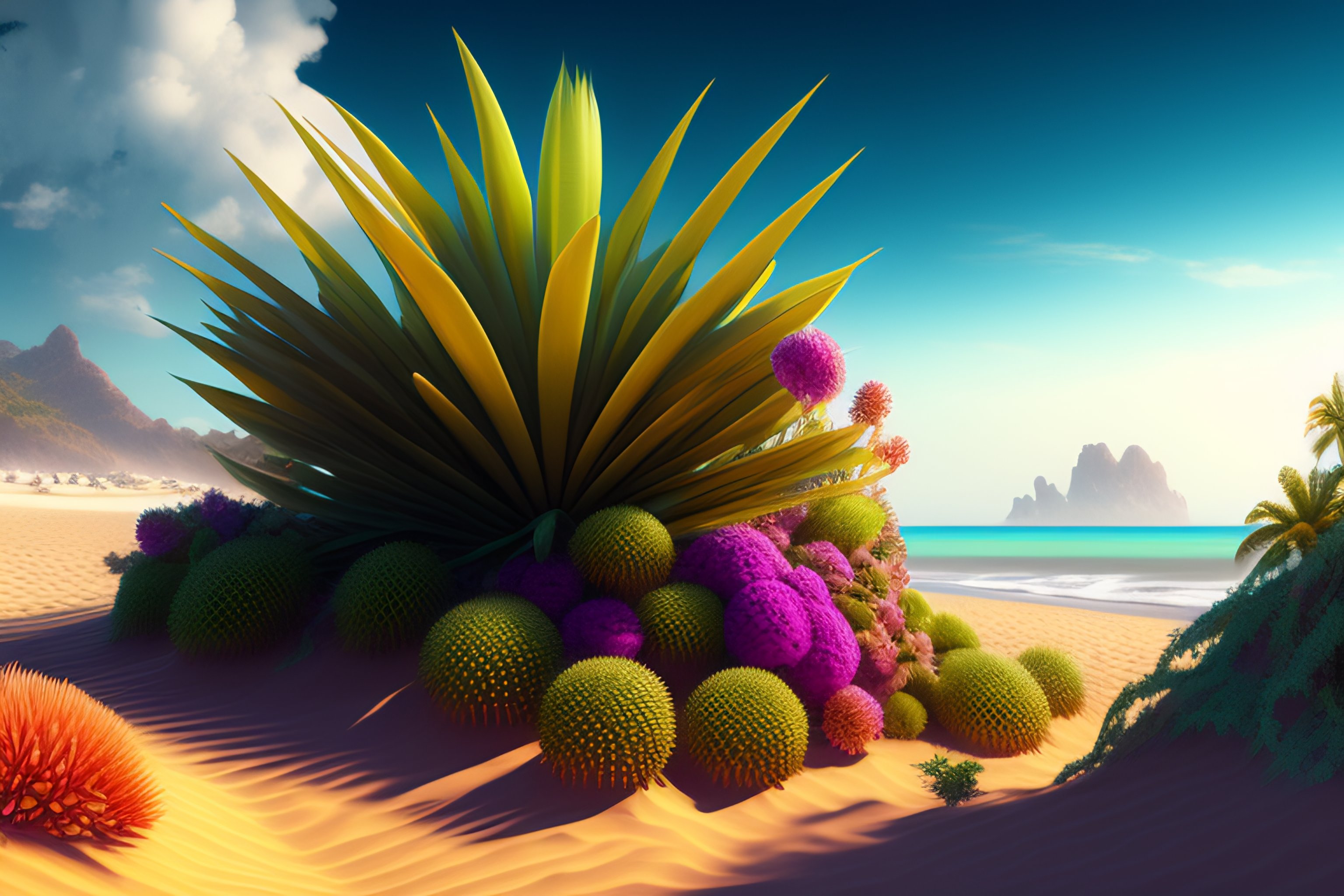 Lexica - Giant spiky cactus ferns yucca coral monster creature on ...