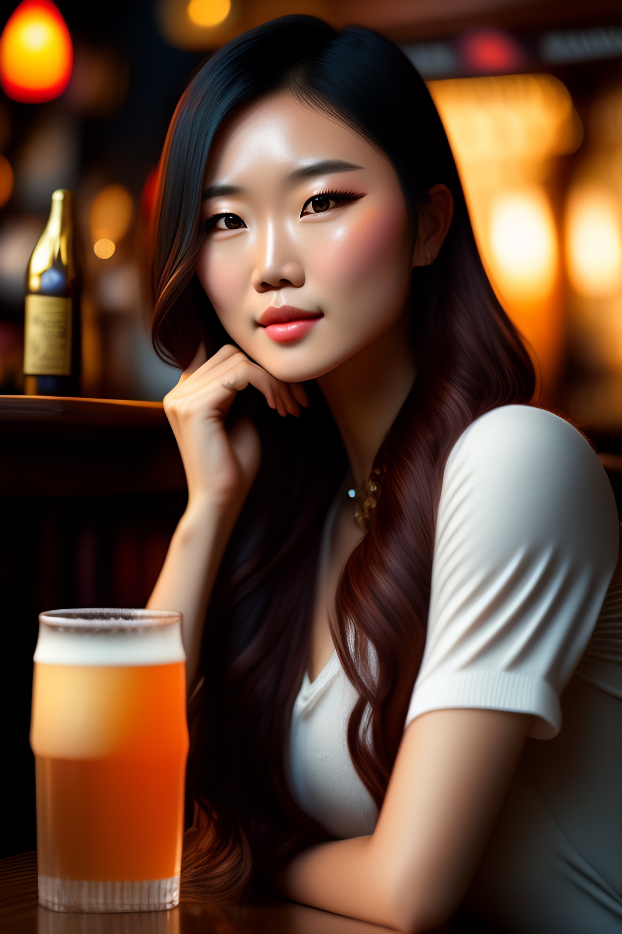 Lexica Cute Girl Pretty Asian Evelyn Lin In A Pub 4k Fine Details Intricate Cluttered