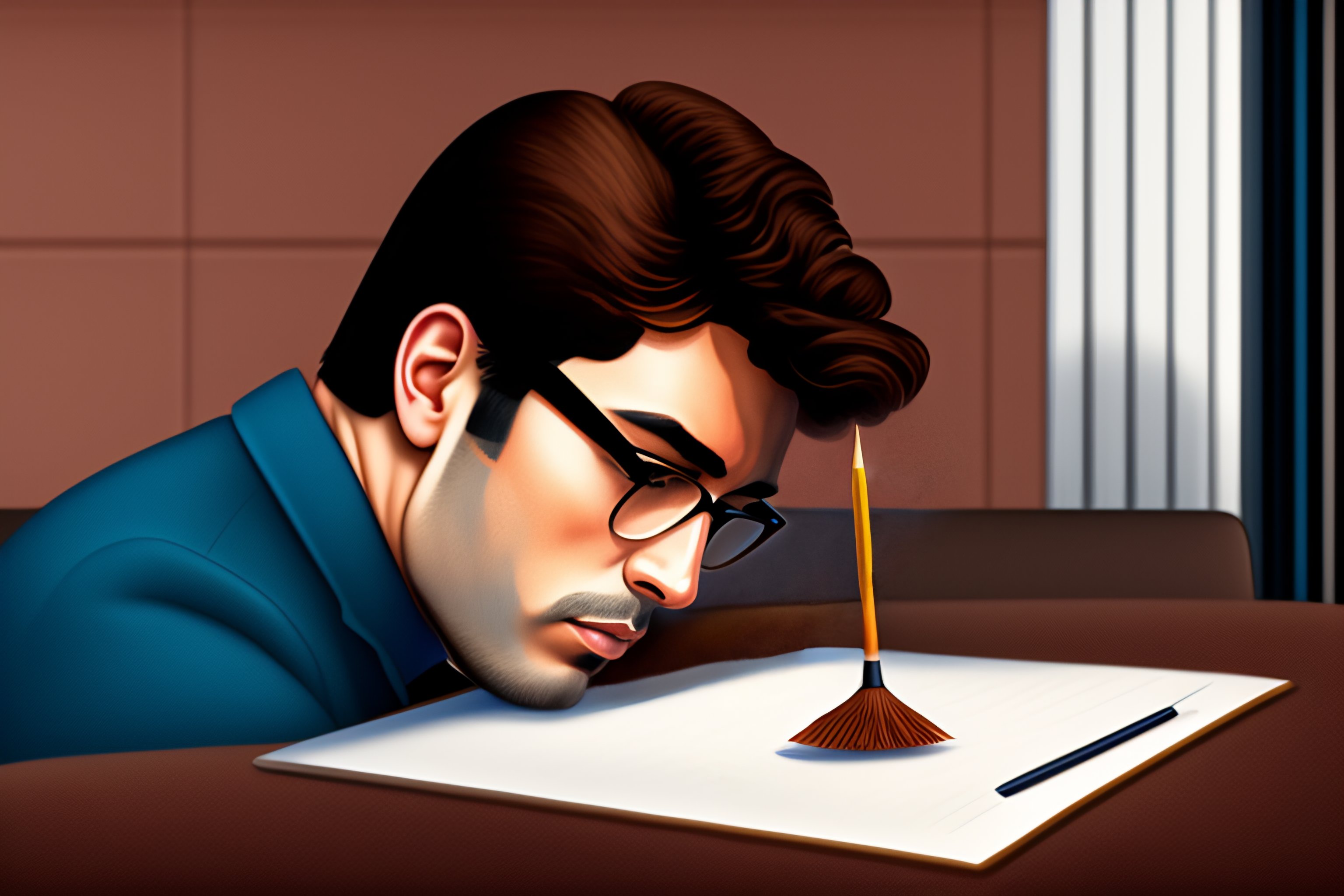 Lexica - Graphic illustration of a man writing a cover letter for an ...