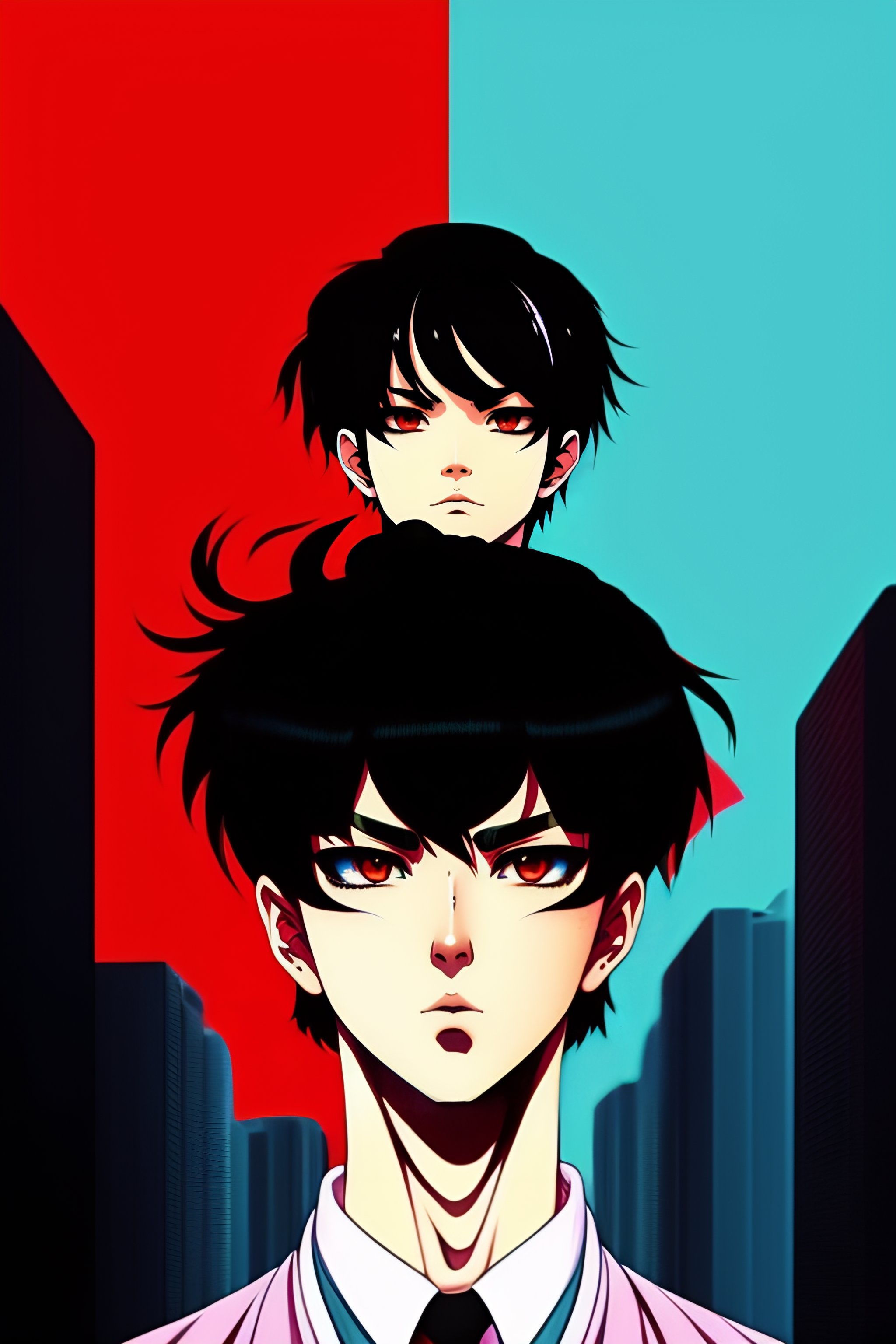 Lexica - Emo man with medium black hair covering half of his face with ...