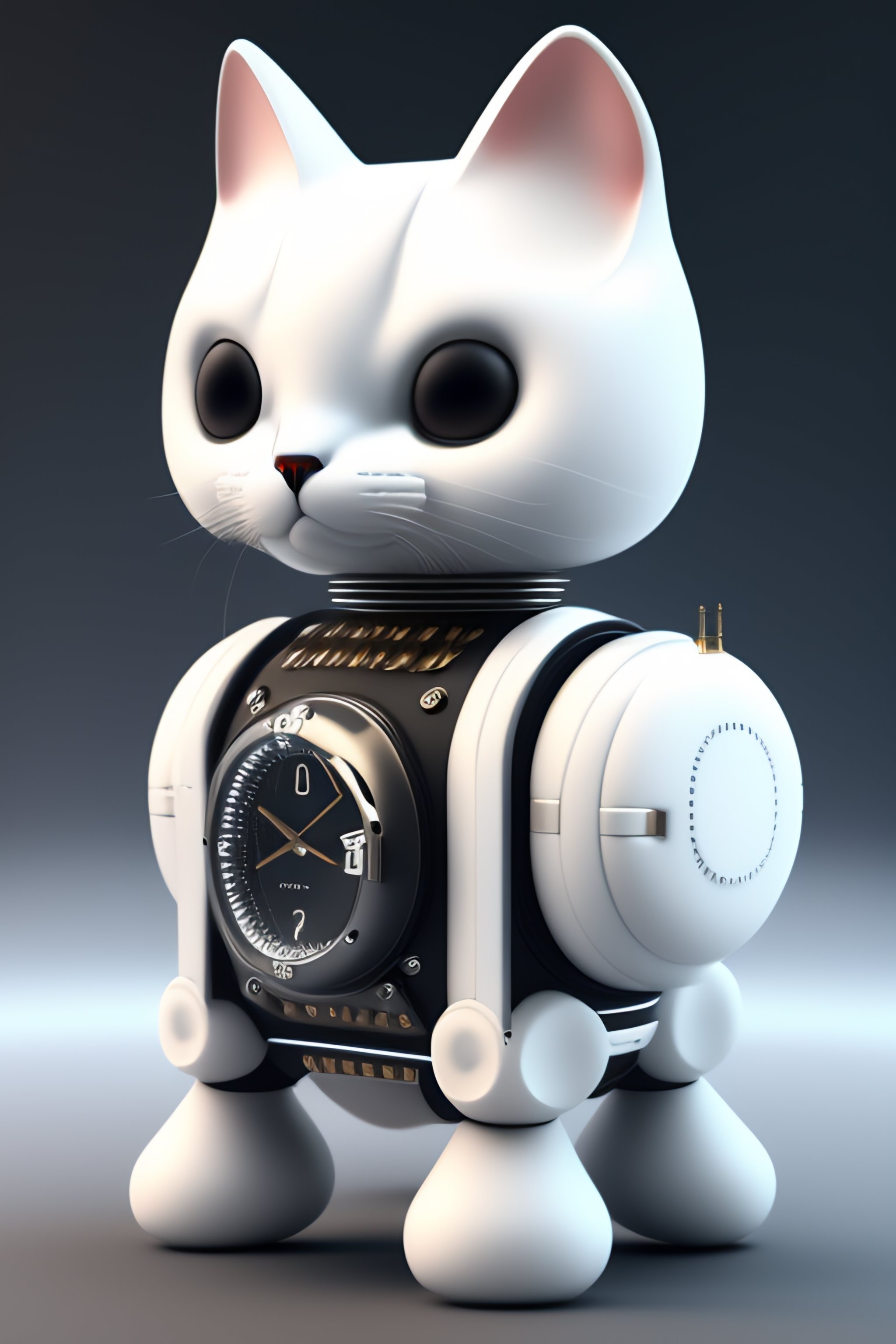Lexica - A white chinesse cat robot made from tubulars clocks, analog ...