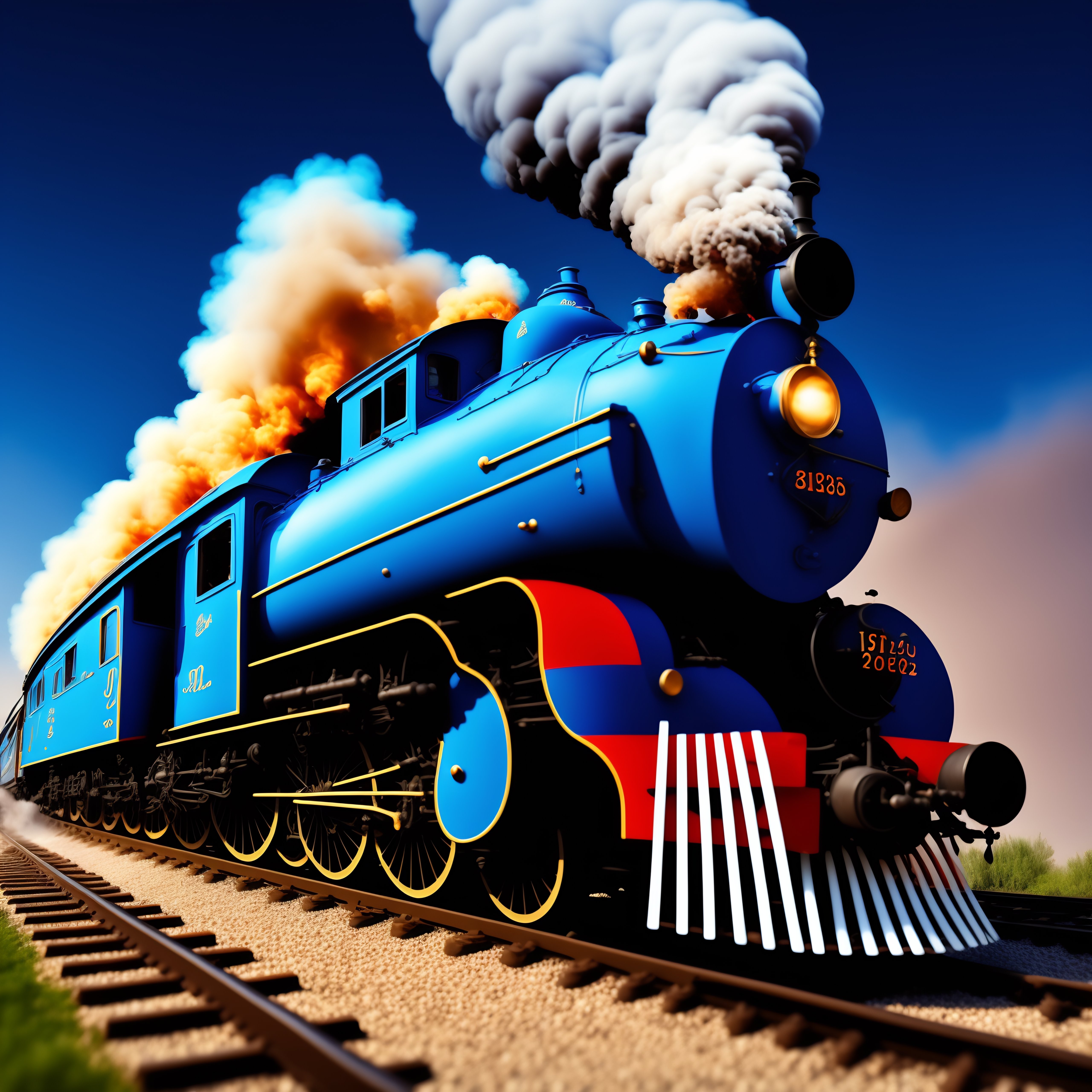 Lexica - Cartoon blue locomotive with smoke coming out of its chimney ...