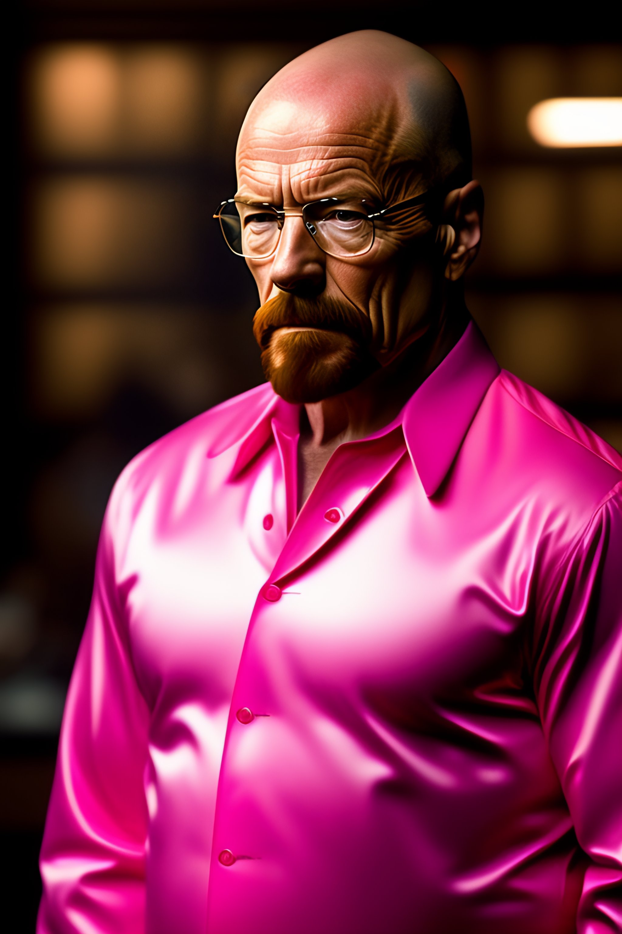 Lexica - A photo of walter white wearing a pink dress