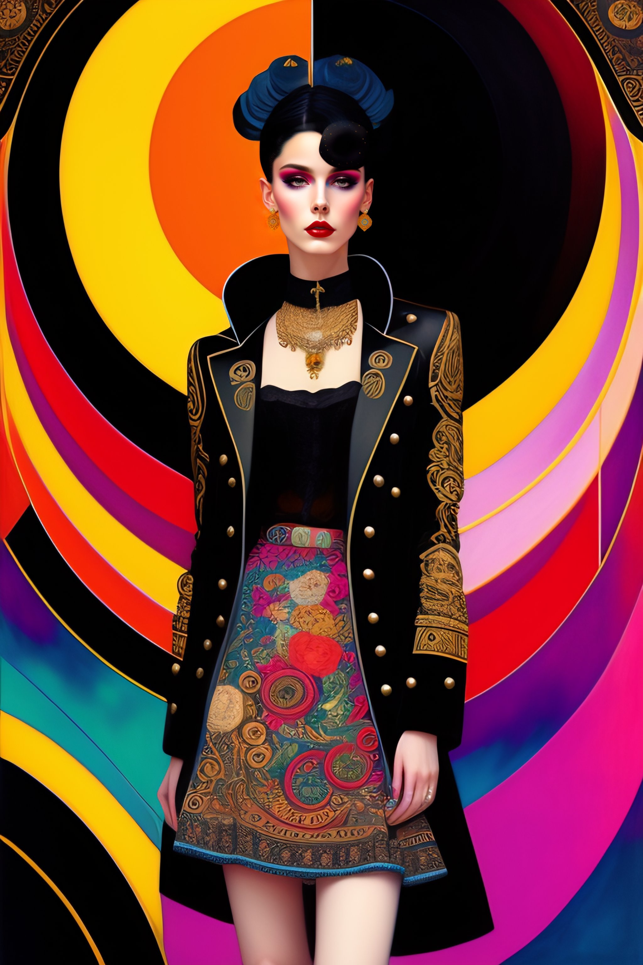 Lexica - Androgynous goth girl in a black bomber jacket, colorful ...