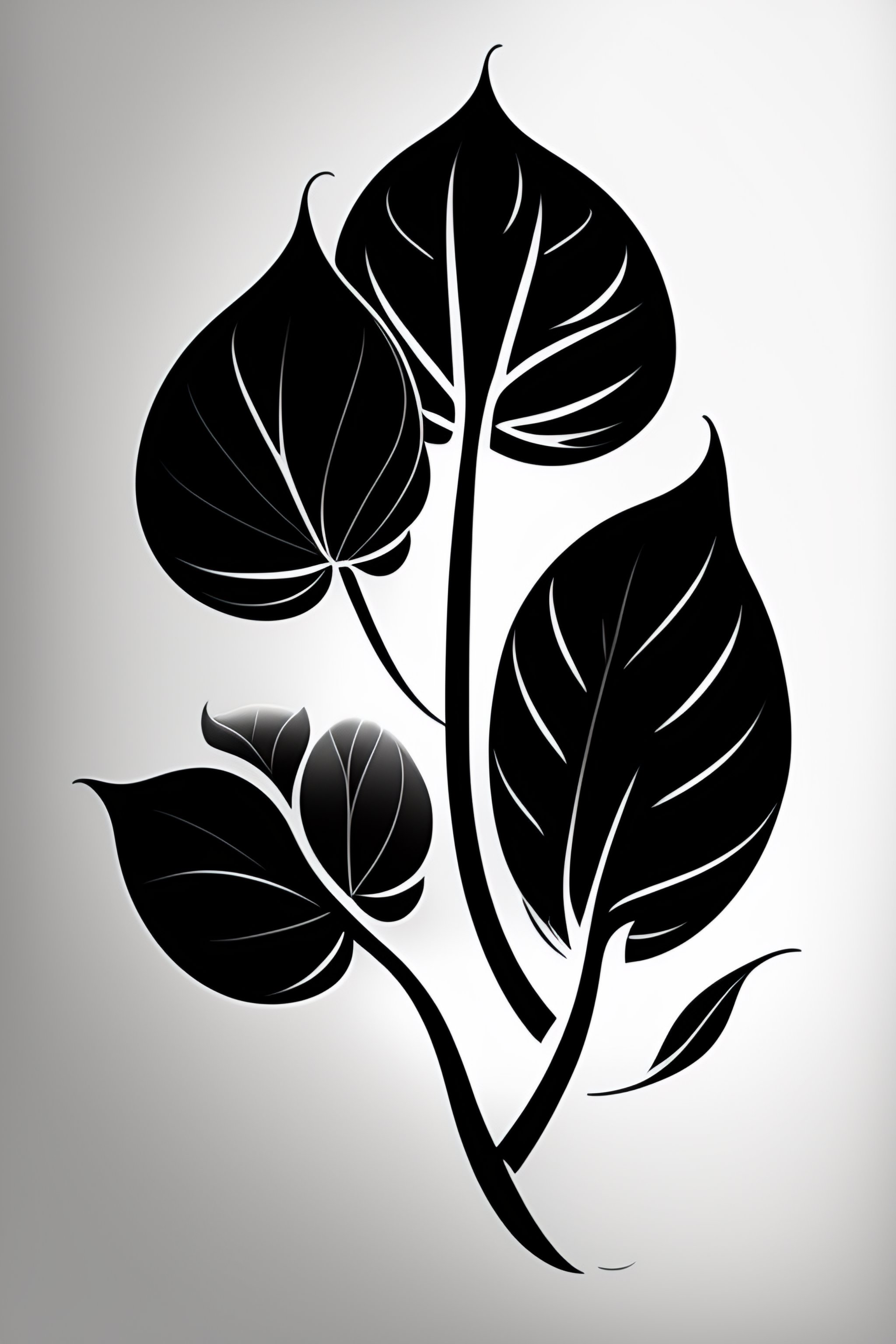 Lexica - Tattoo design, leaf simple design on white background, clean black