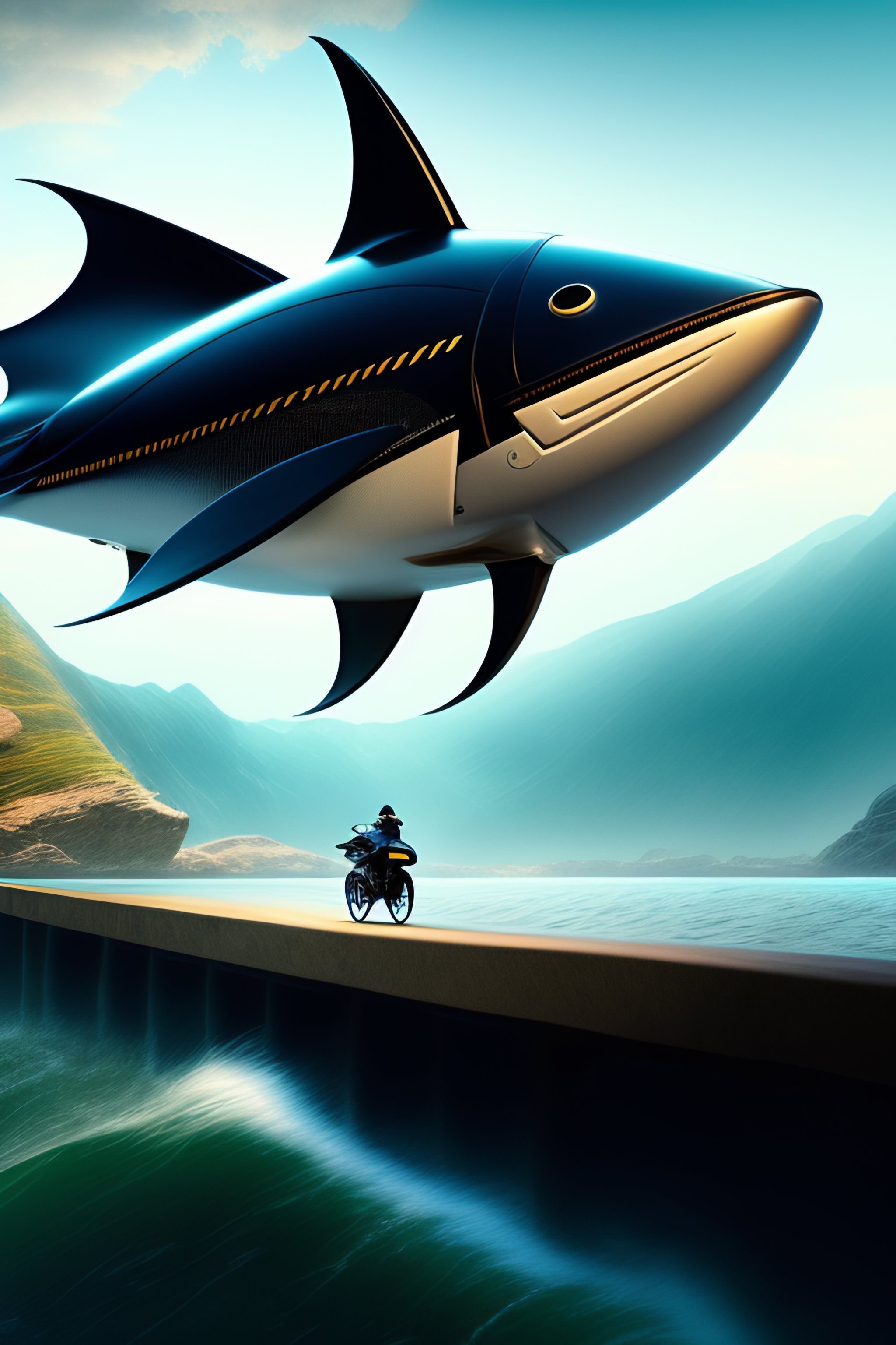 Lexica - Batman riding a flying fish