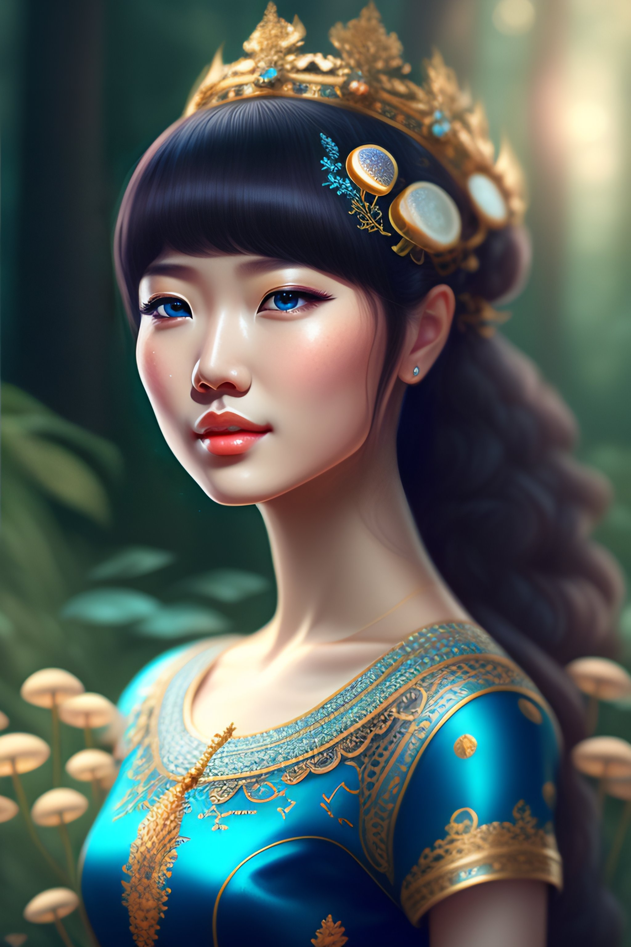 Lexica - Detailed portrait of mushroom princess, mushroom dress, unique ...