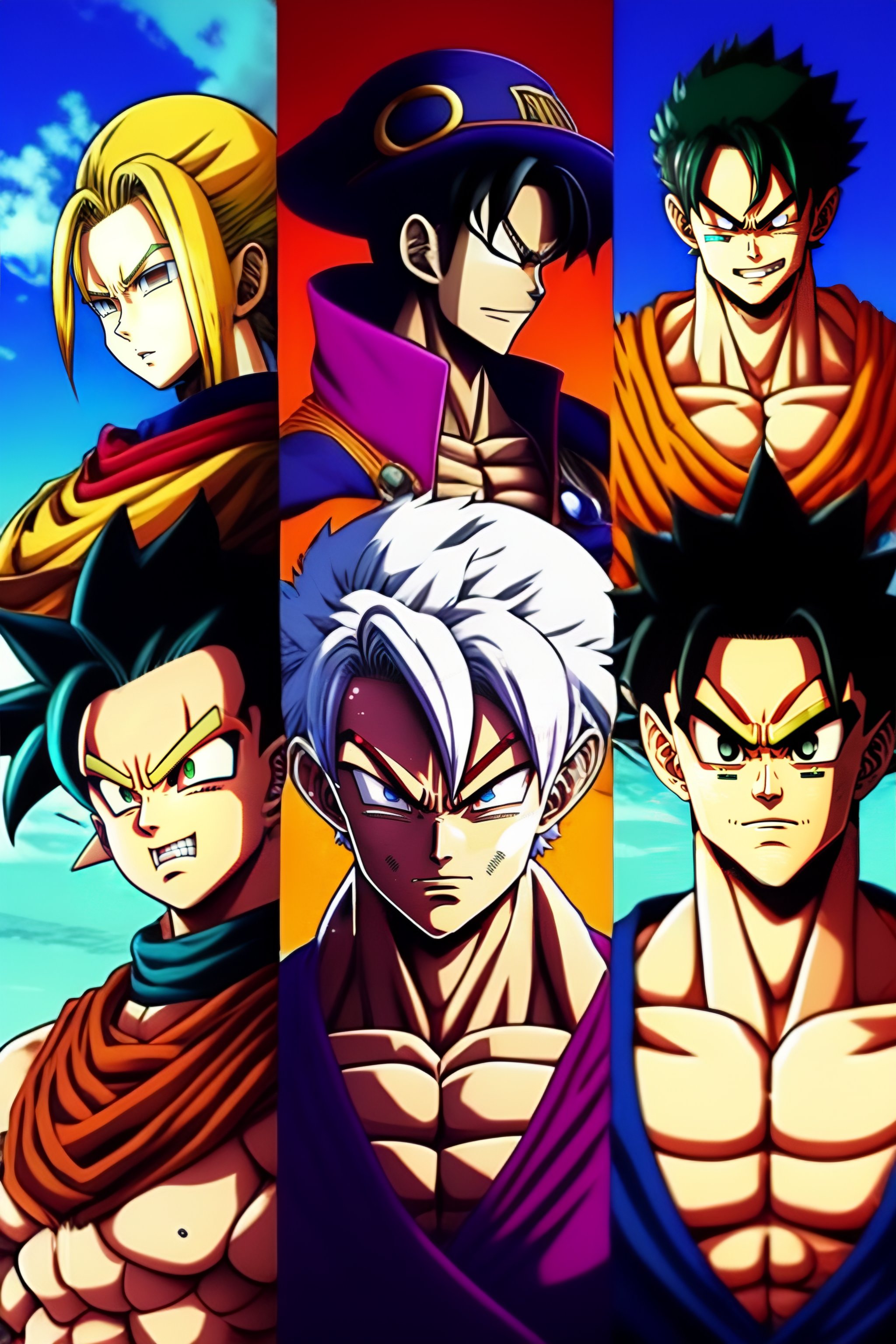 Lexica - One Piece, characters, dragon ball art style, detailed