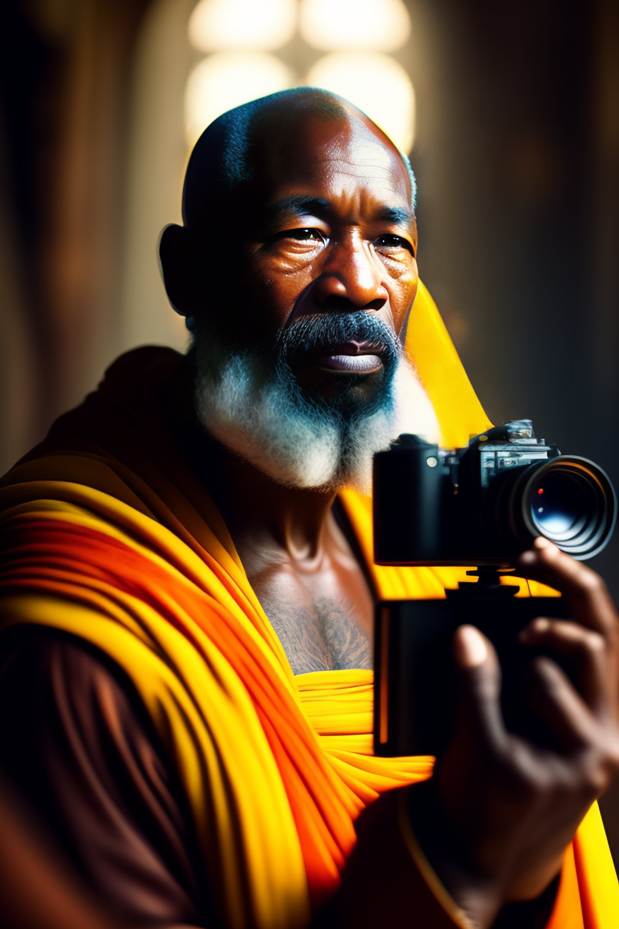 Lexica - Monk with a camera, disney, pixar