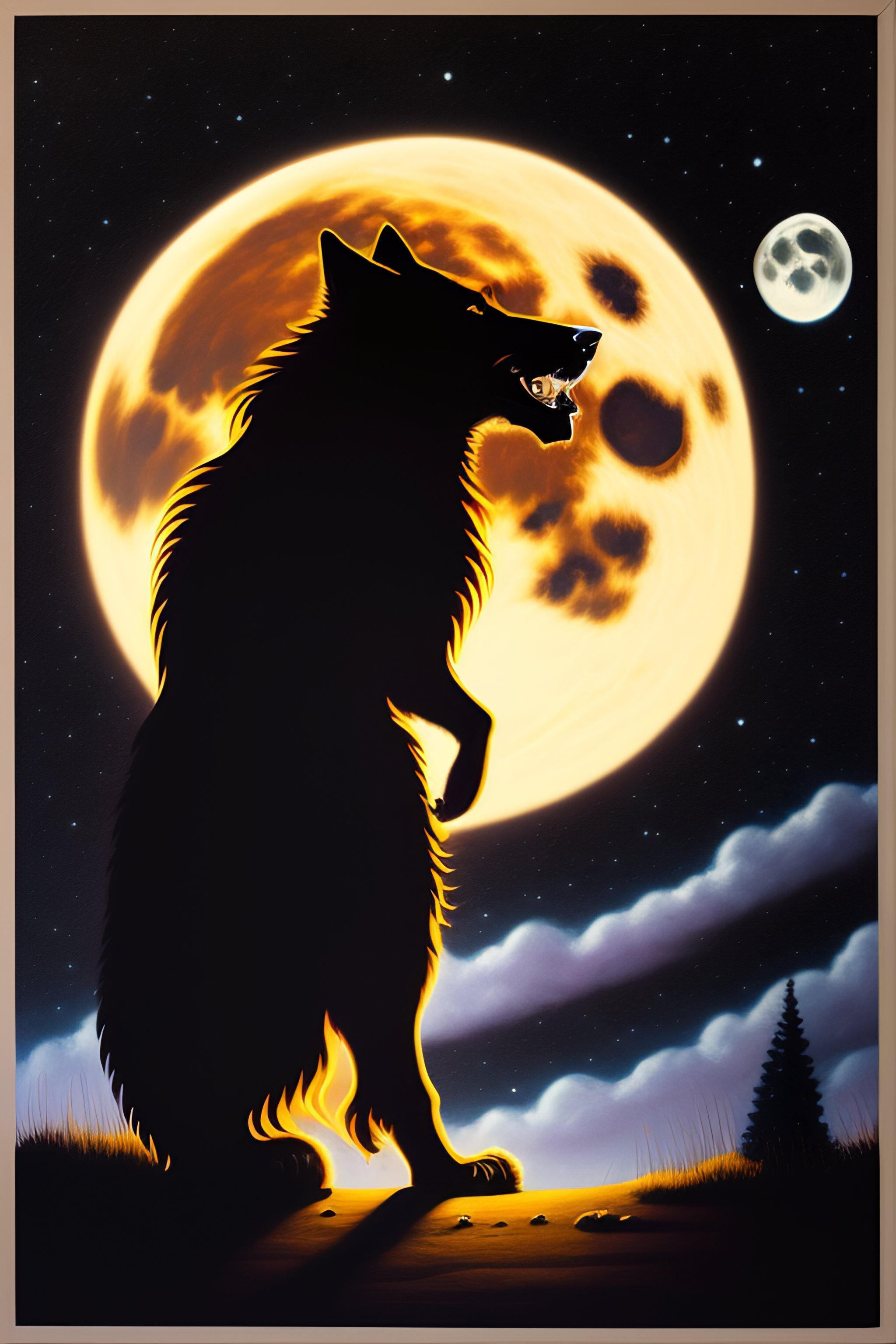 Lexica - Werewolf, tall, begging for a bowl of flour, at night full moon