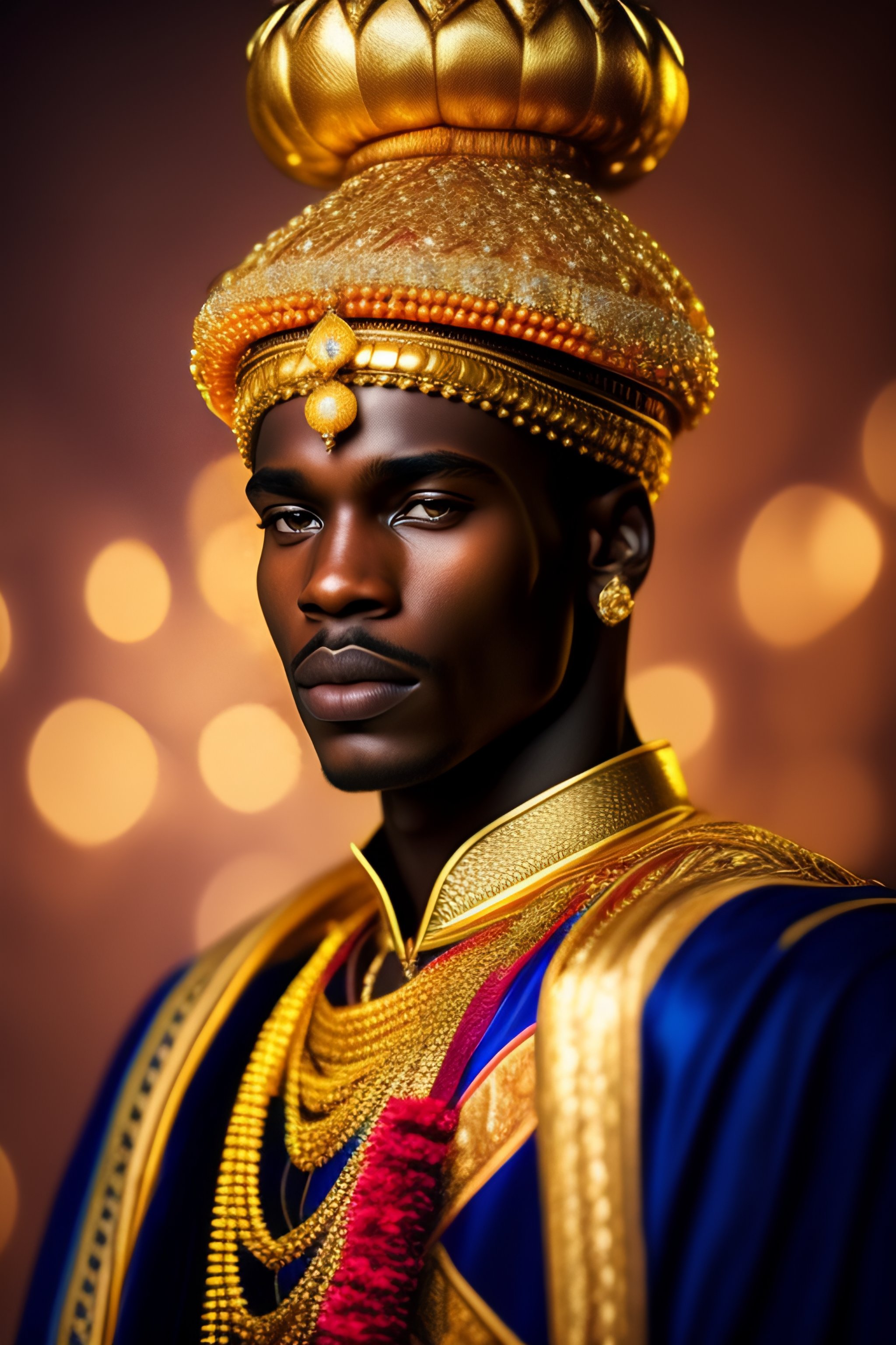 Lexica - African prince, wearing royal robes, wearing gold ornaments ...