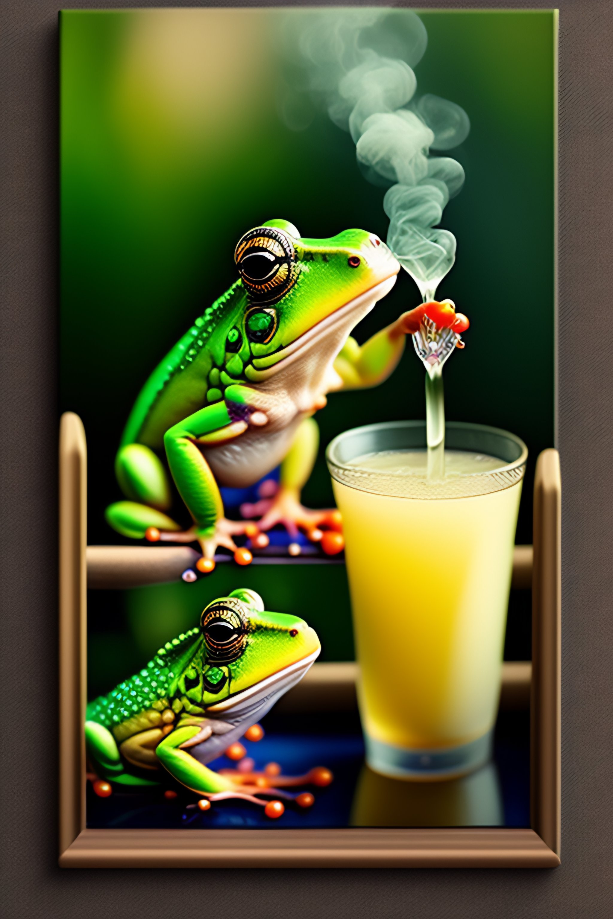 Lexica - Frogs drinking lemonade and smoking marijuana