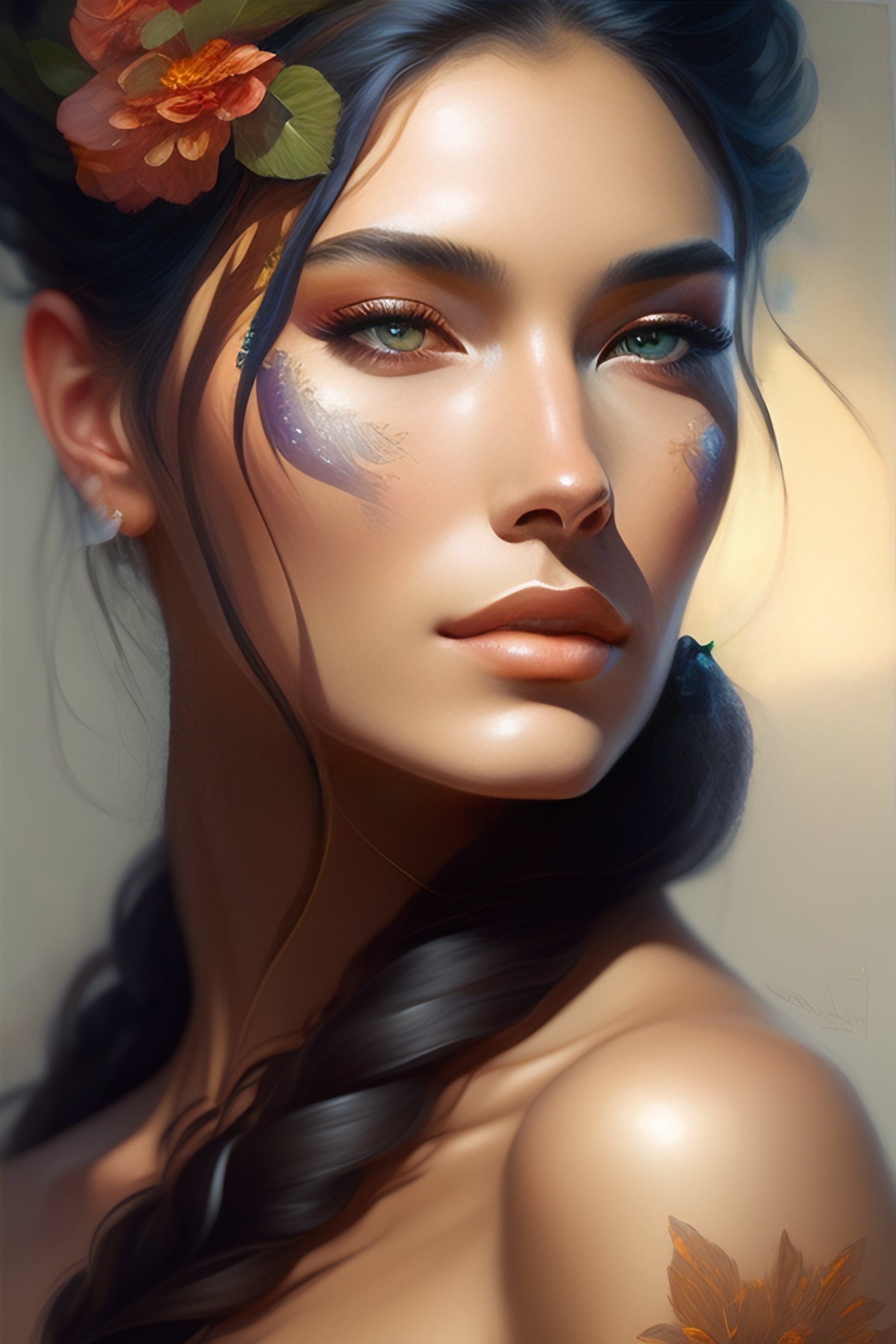 Lexica - A woman with her face painted. face painting of flowers ...