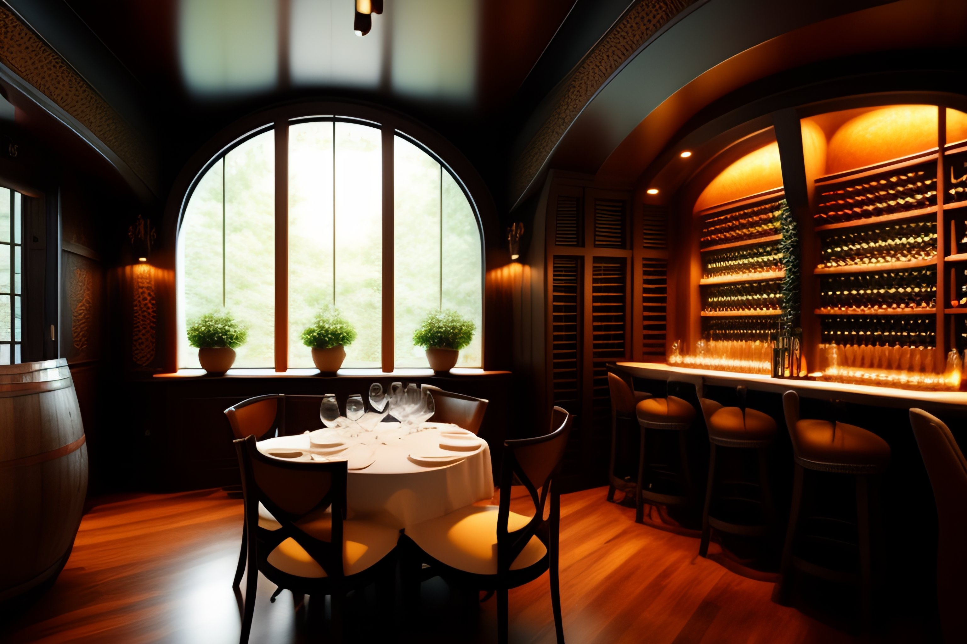 Lexica - Restaurant design::5, wine room, grape wine wall plants::4 ...