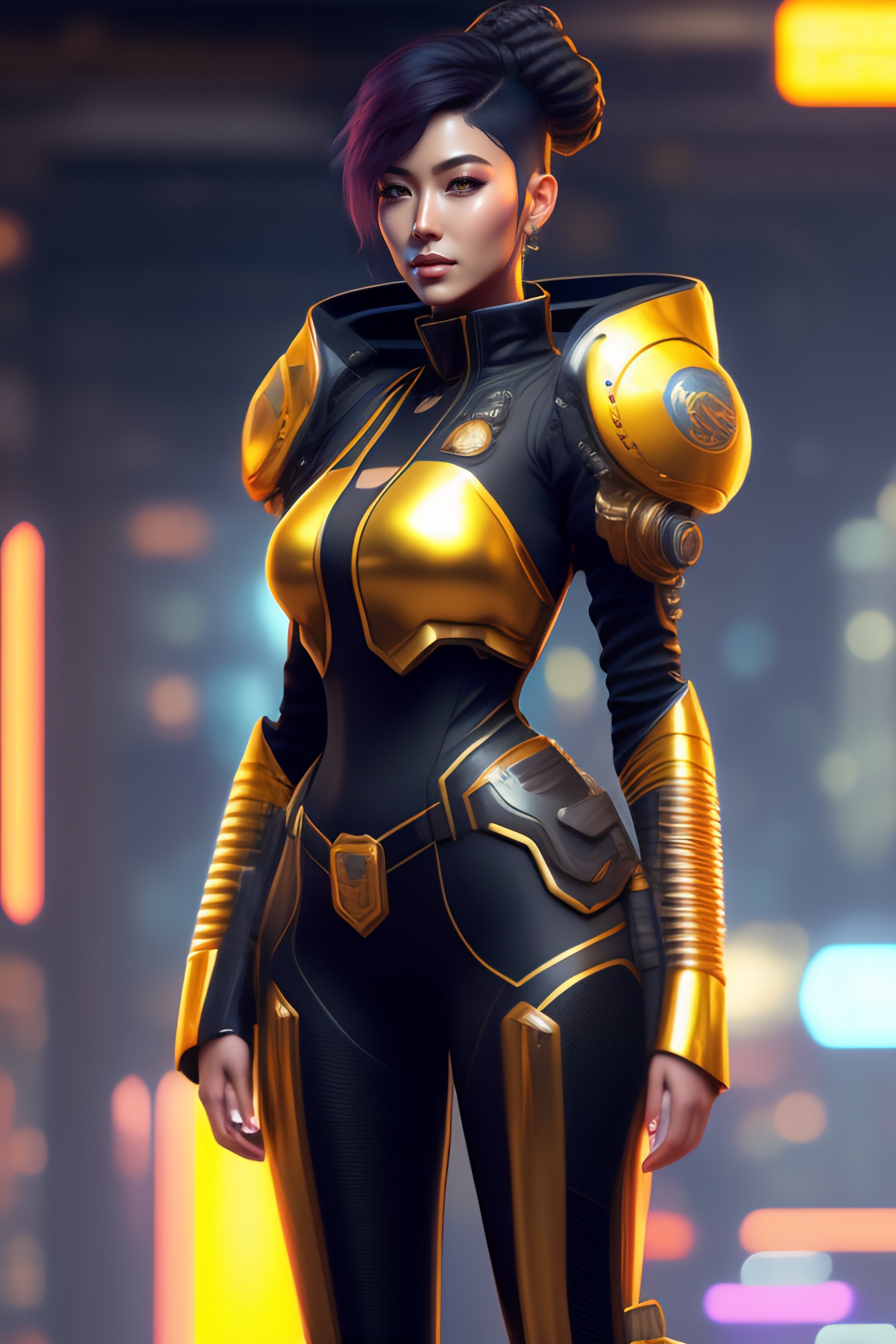 Lexica - Mech Punk ((full body)) clothes with short hair girl, battle ...