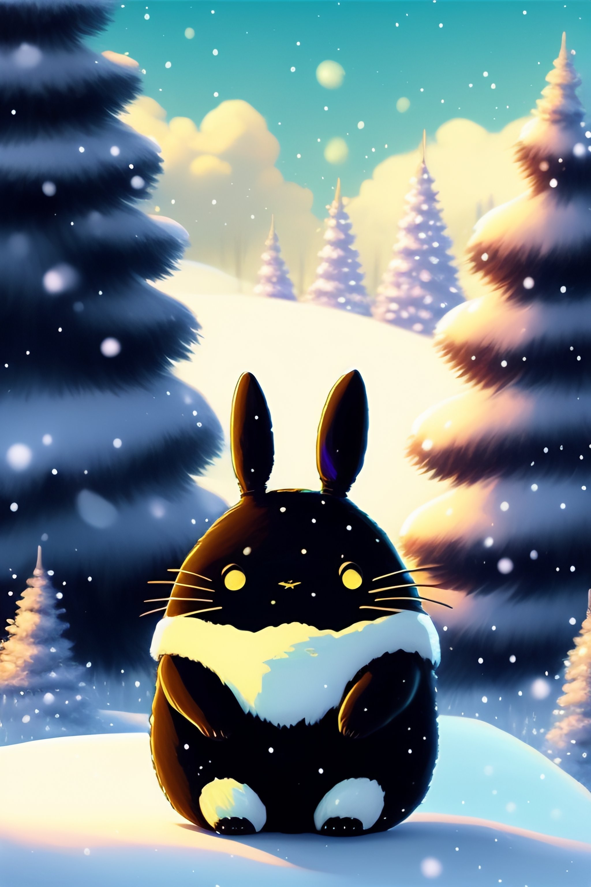 Lexica - Black rabbit in the style of the anime "My neighbor Totoro ...