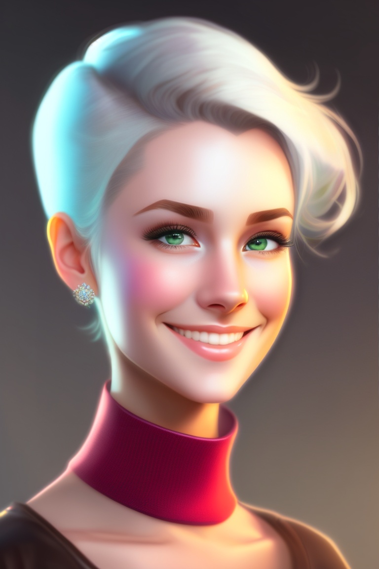 Lexica - A girl, white skin, short hair, smily
