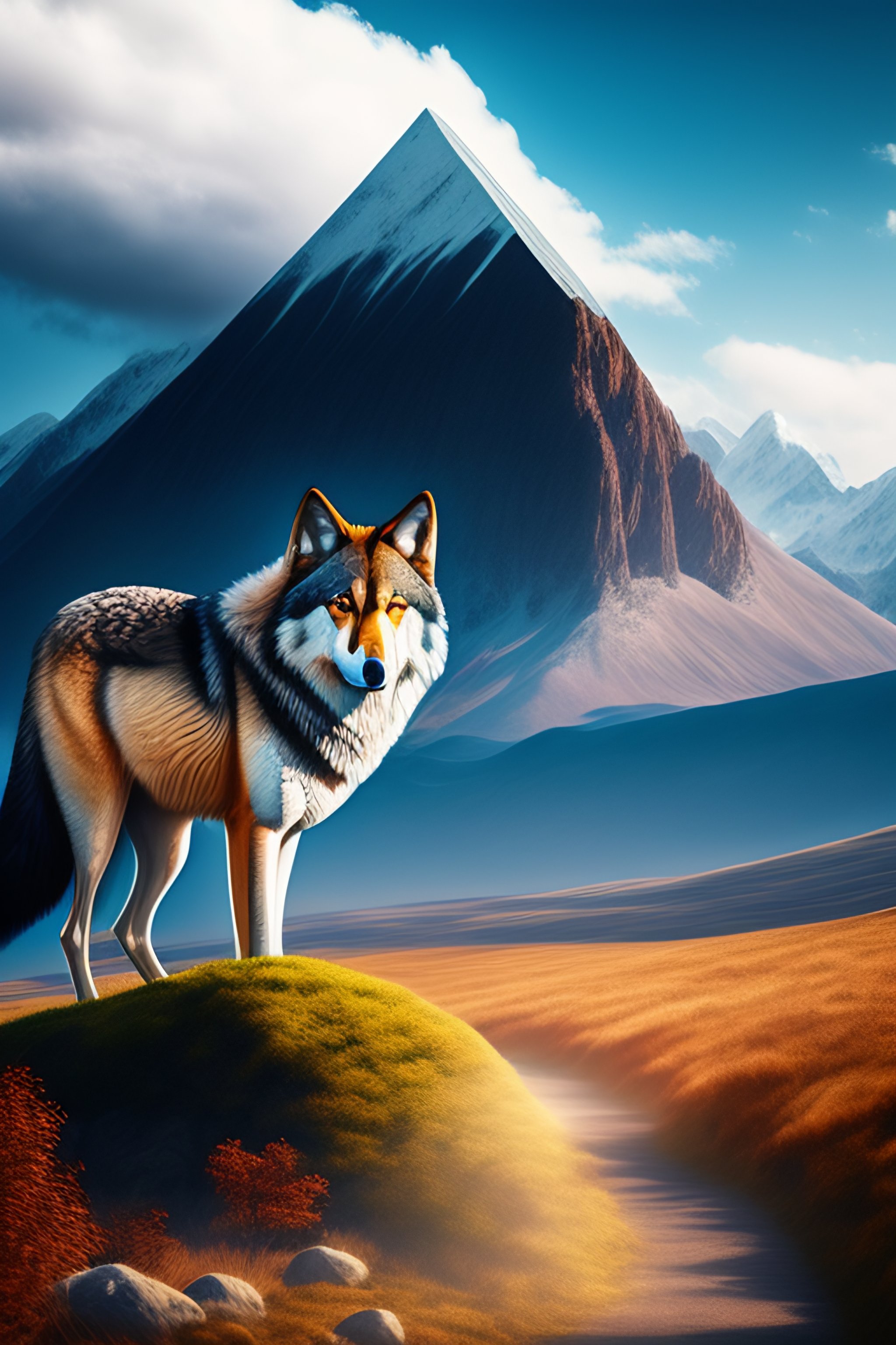 Lexica - Mountain, sky, wolf