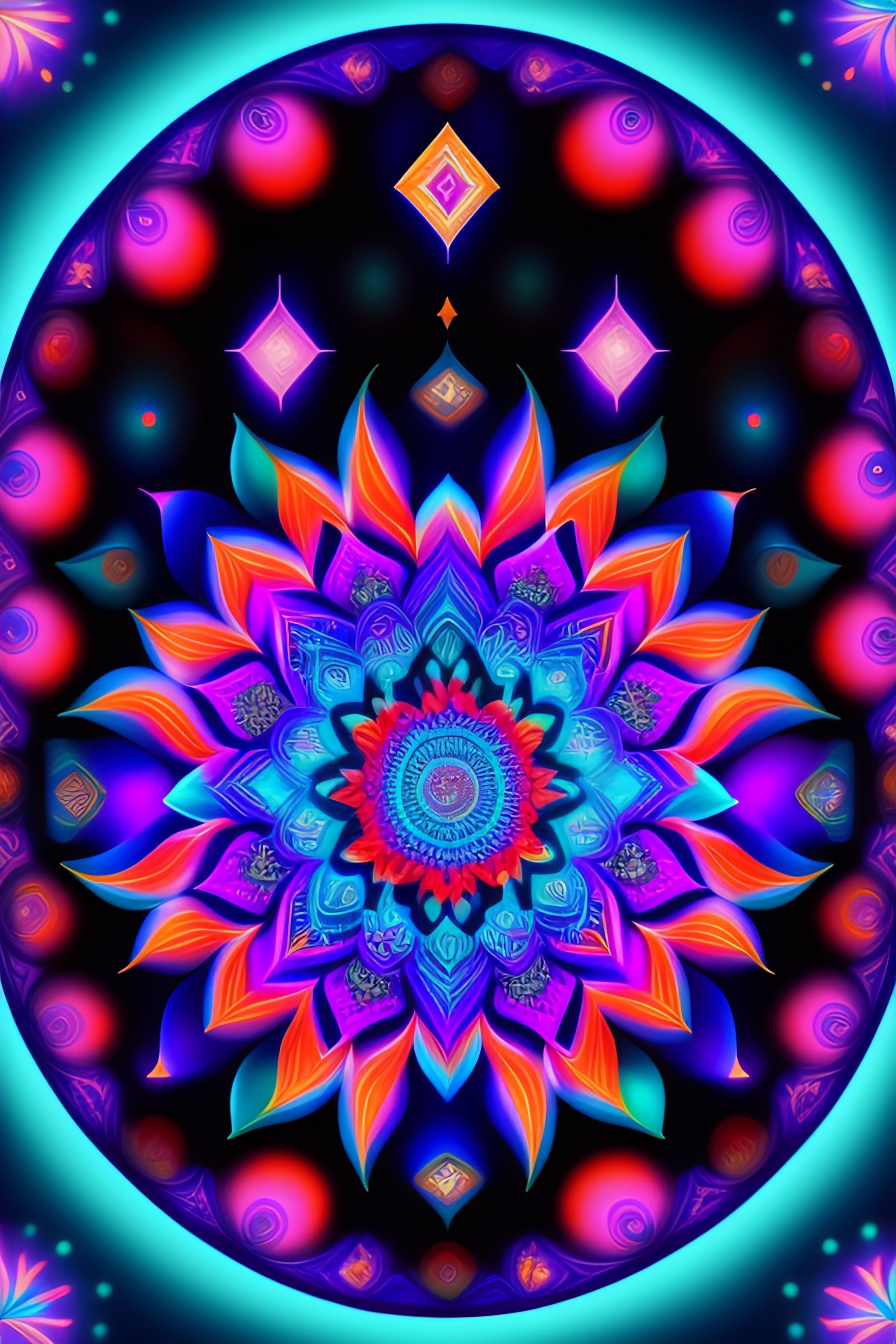 Lexica - Blacklight makeup mandala on the belly of a woman