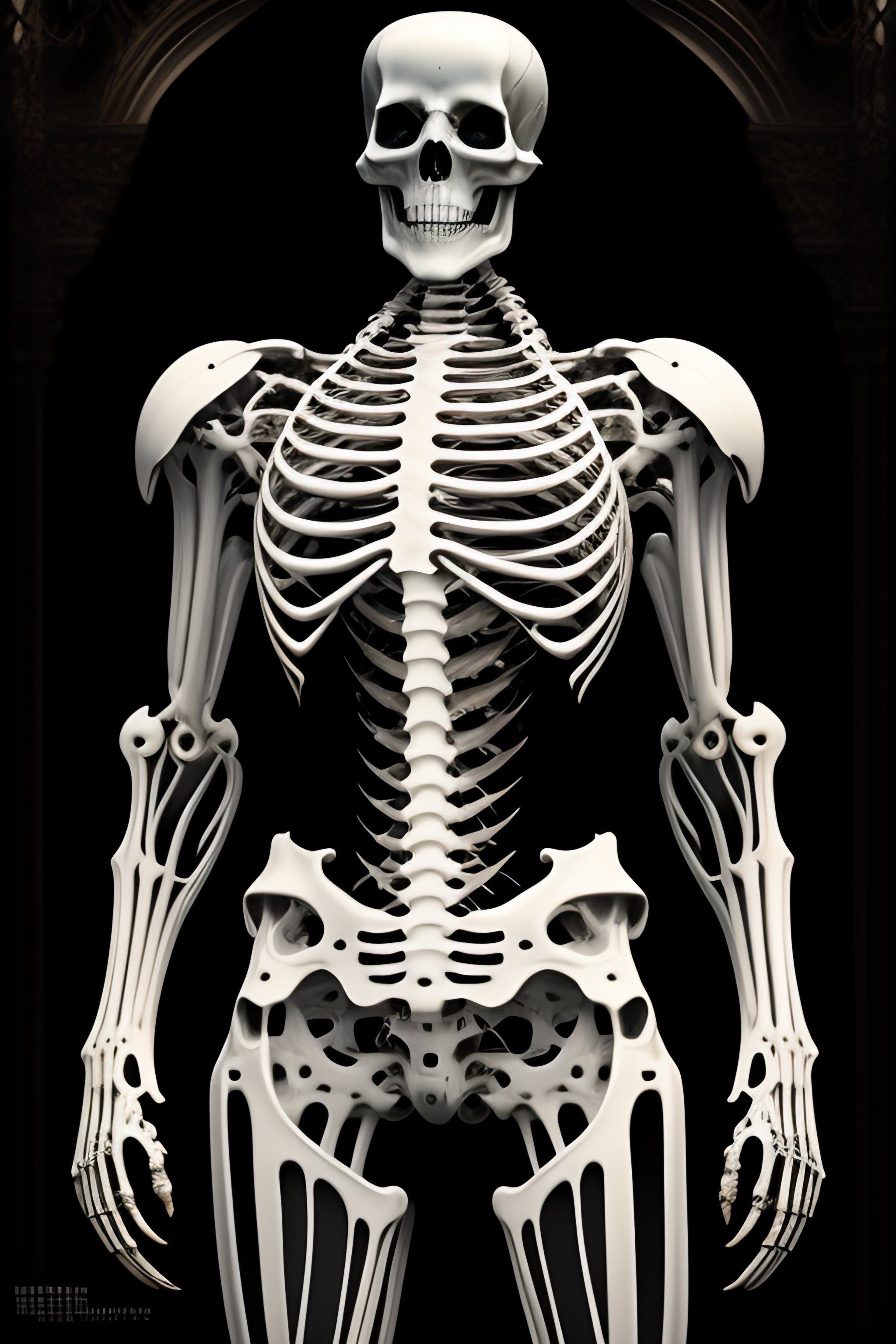 Lexica - Skeleton putin with open skeleton ribs, wearing only lingering ...