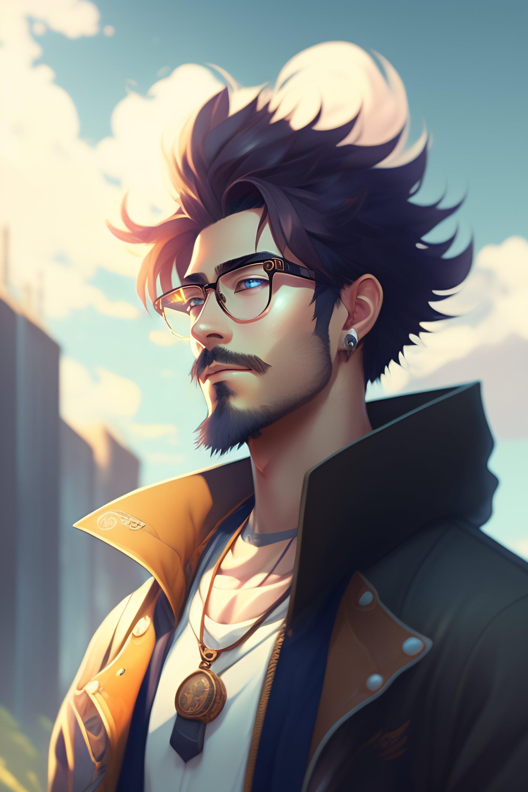 Lexica - Guy with messy hair 30 years old,with goatee beard,coder ...