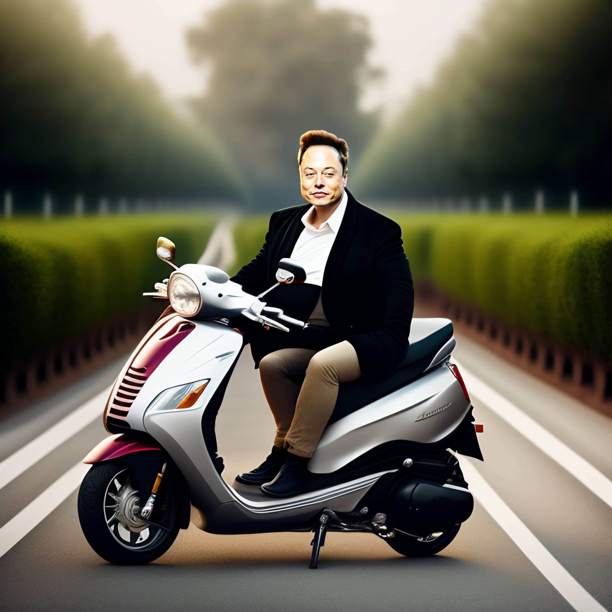 Lexica - Elon Musk sitting on scooter
