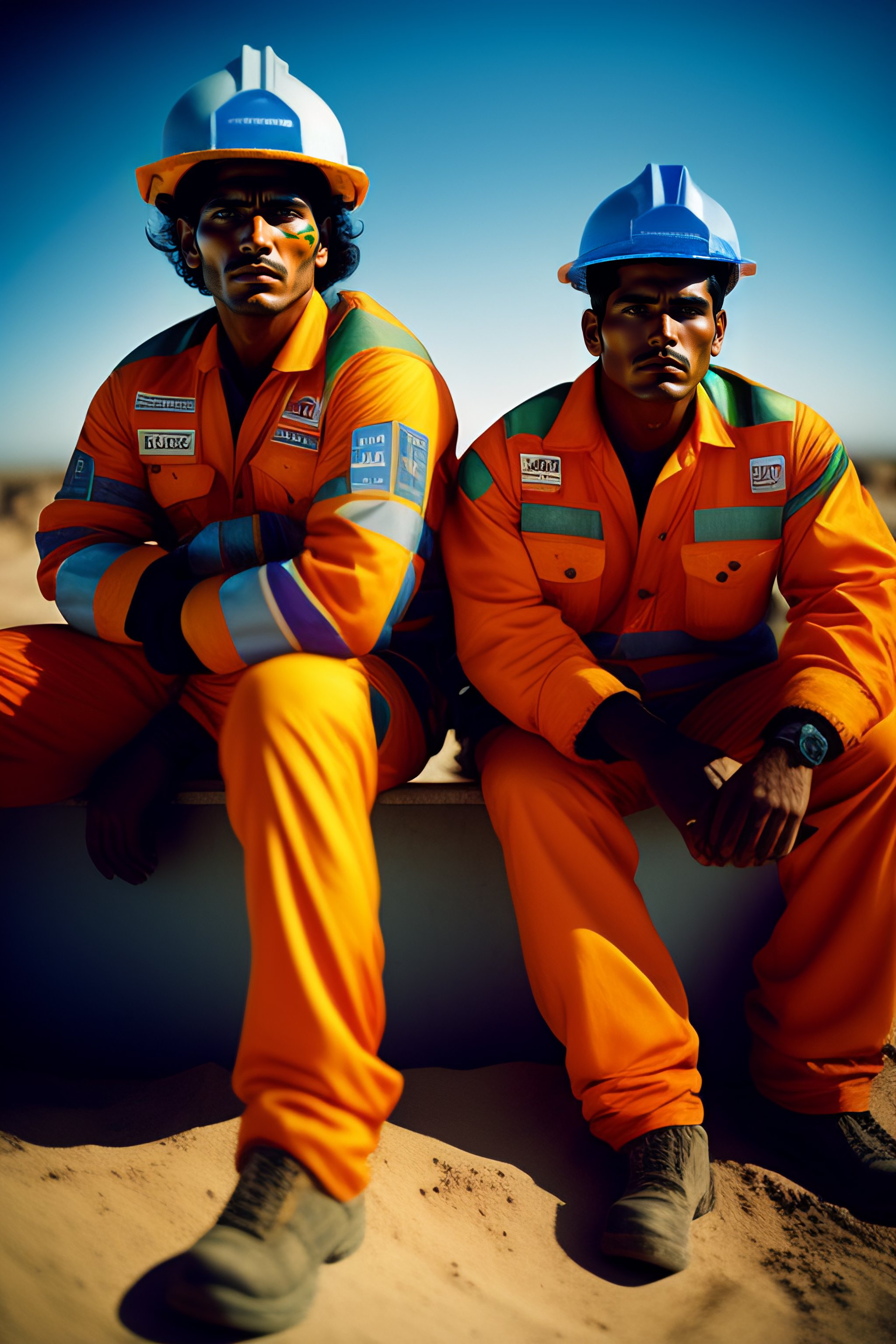 Lexica - Portrait of mexican construction workers on job site in ...