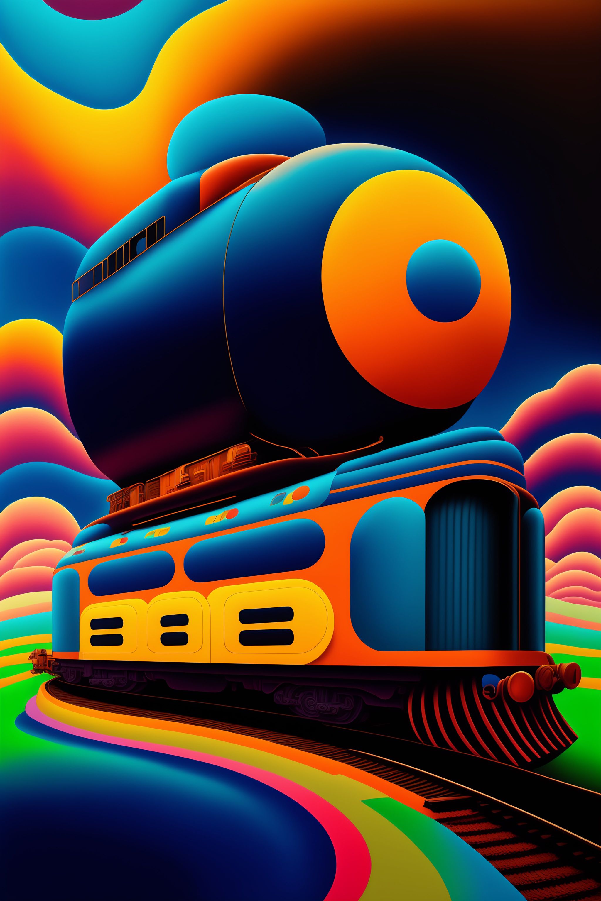 Lexica - Big abstract train in the style of kaws by james jean and ...