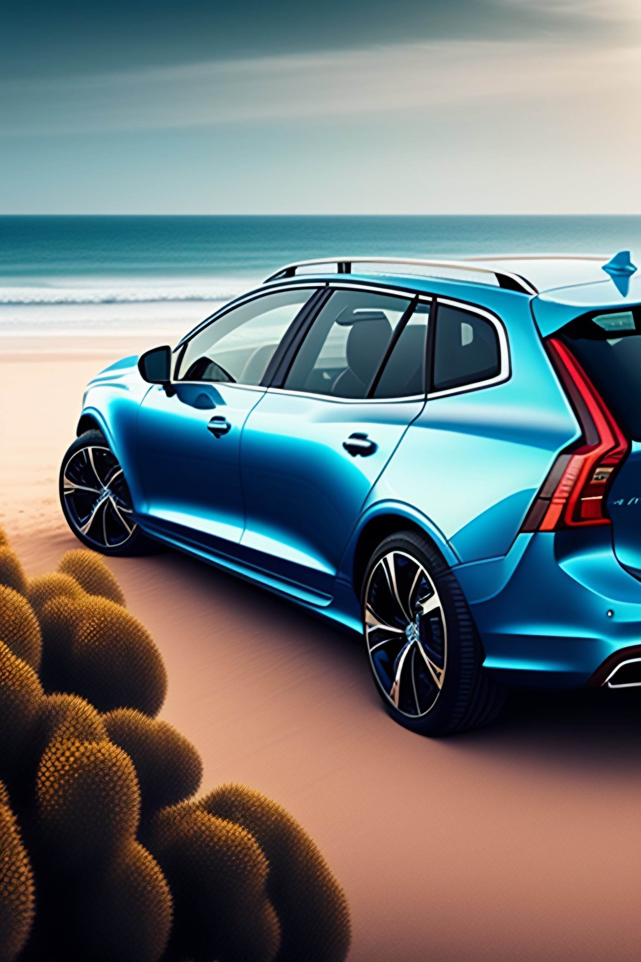 Lexica - A light blue shiny metalic Volvo V60, model year 2016. Plate ...