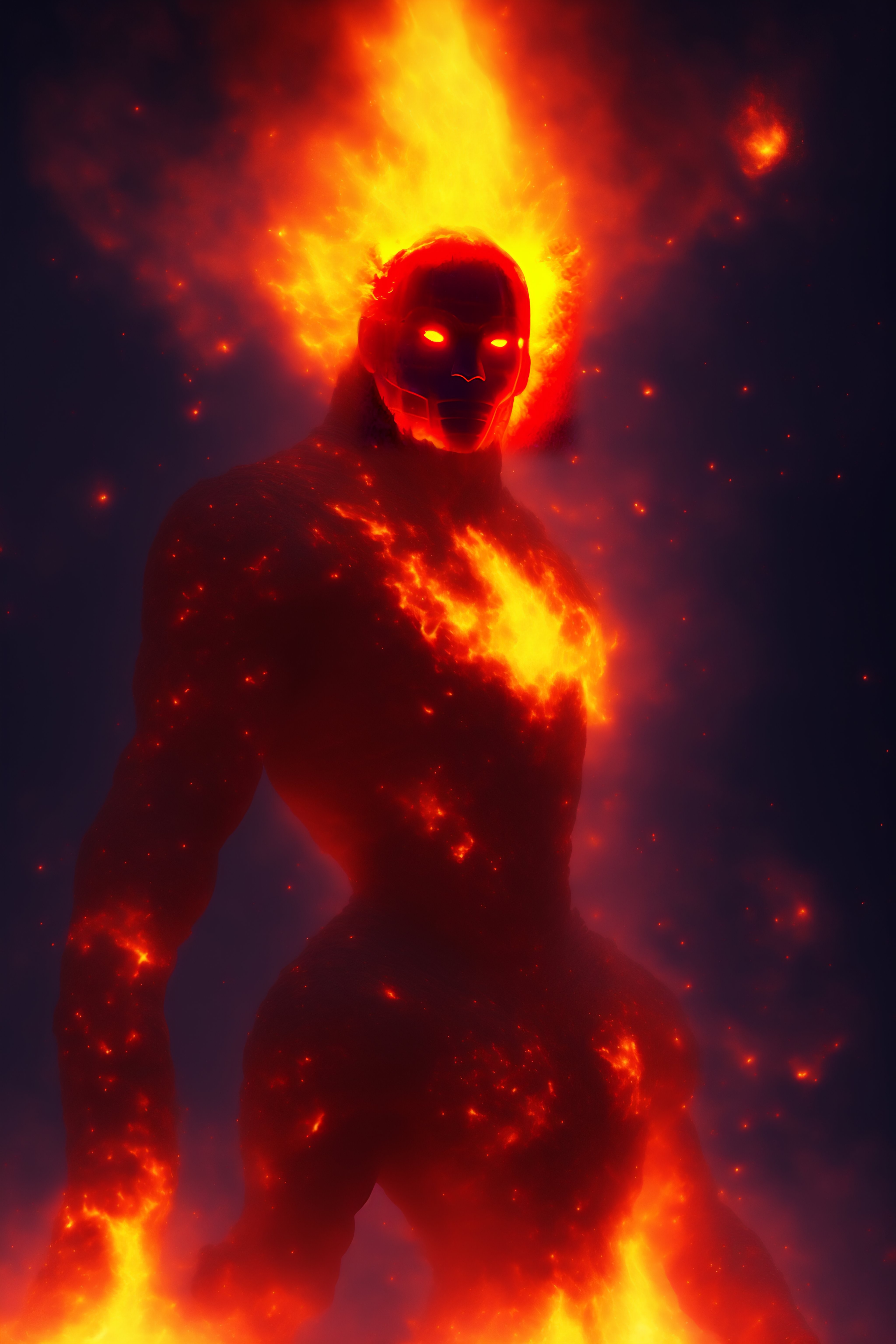 Lexica - The golem covered in flames emitted heat from many places. The ...