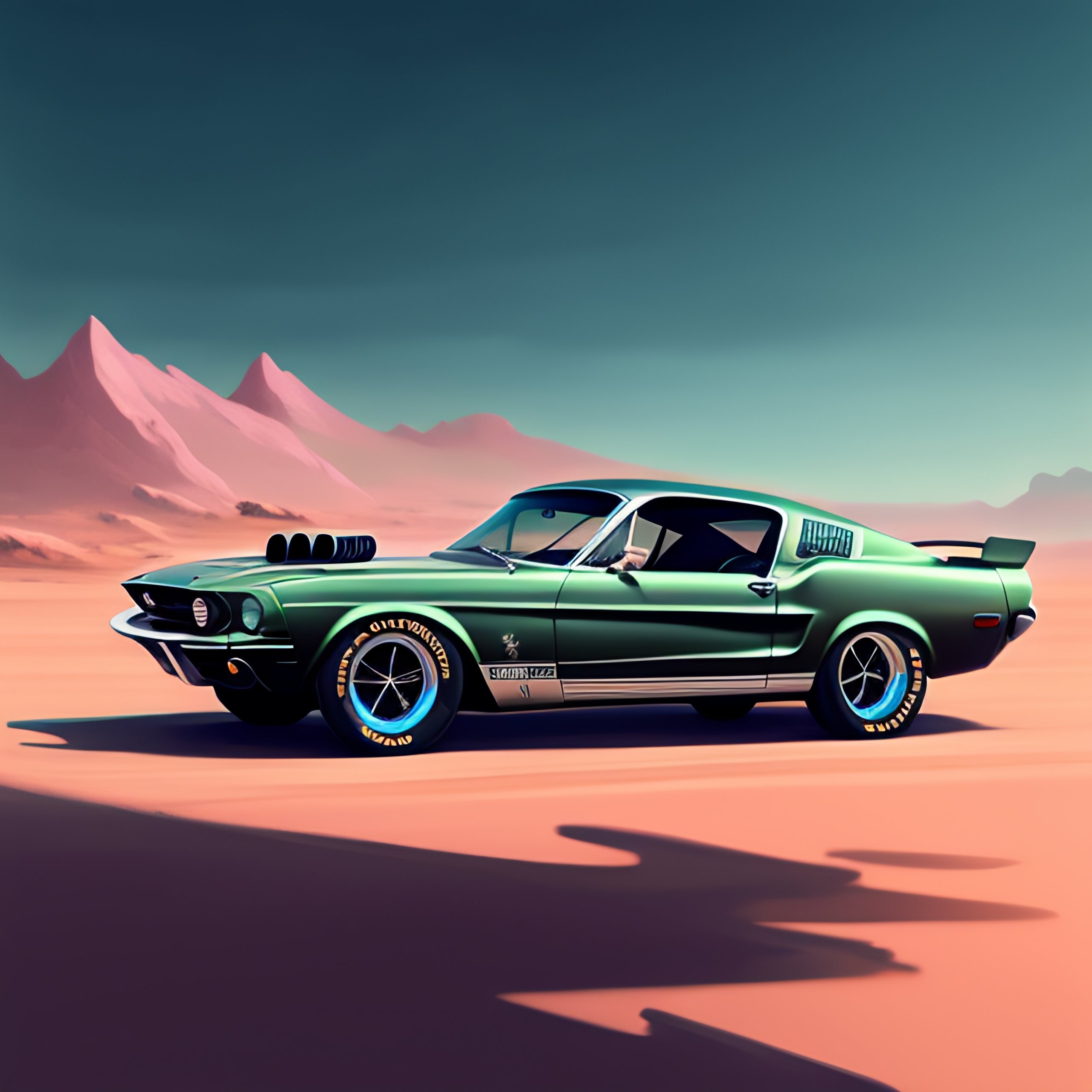 Lexica - Highly detailed portrait of a Ford Mustang GT, front view ...