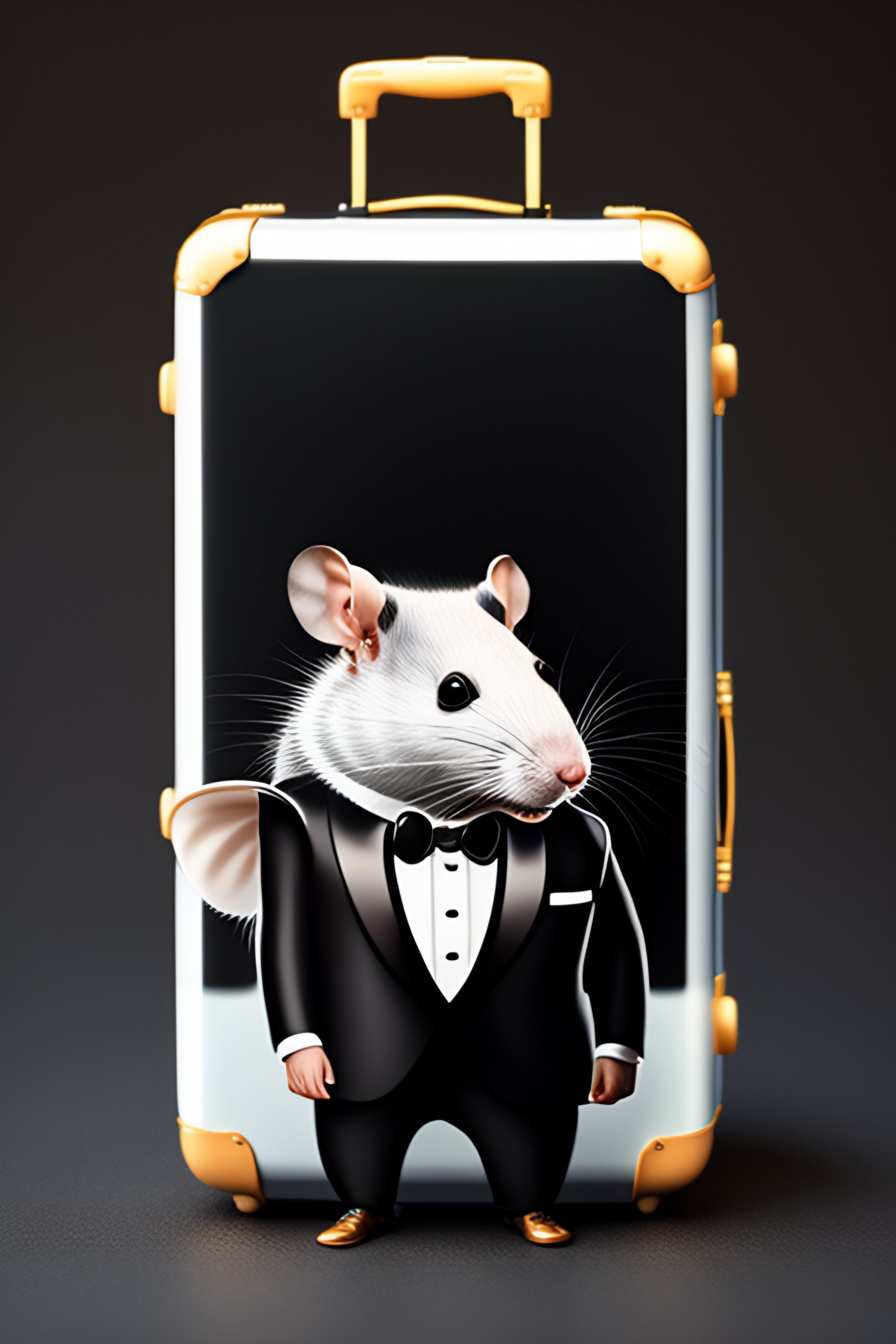 Lexica - Anthropomorphic white rat , in a bodyguard black tuxedo ...
