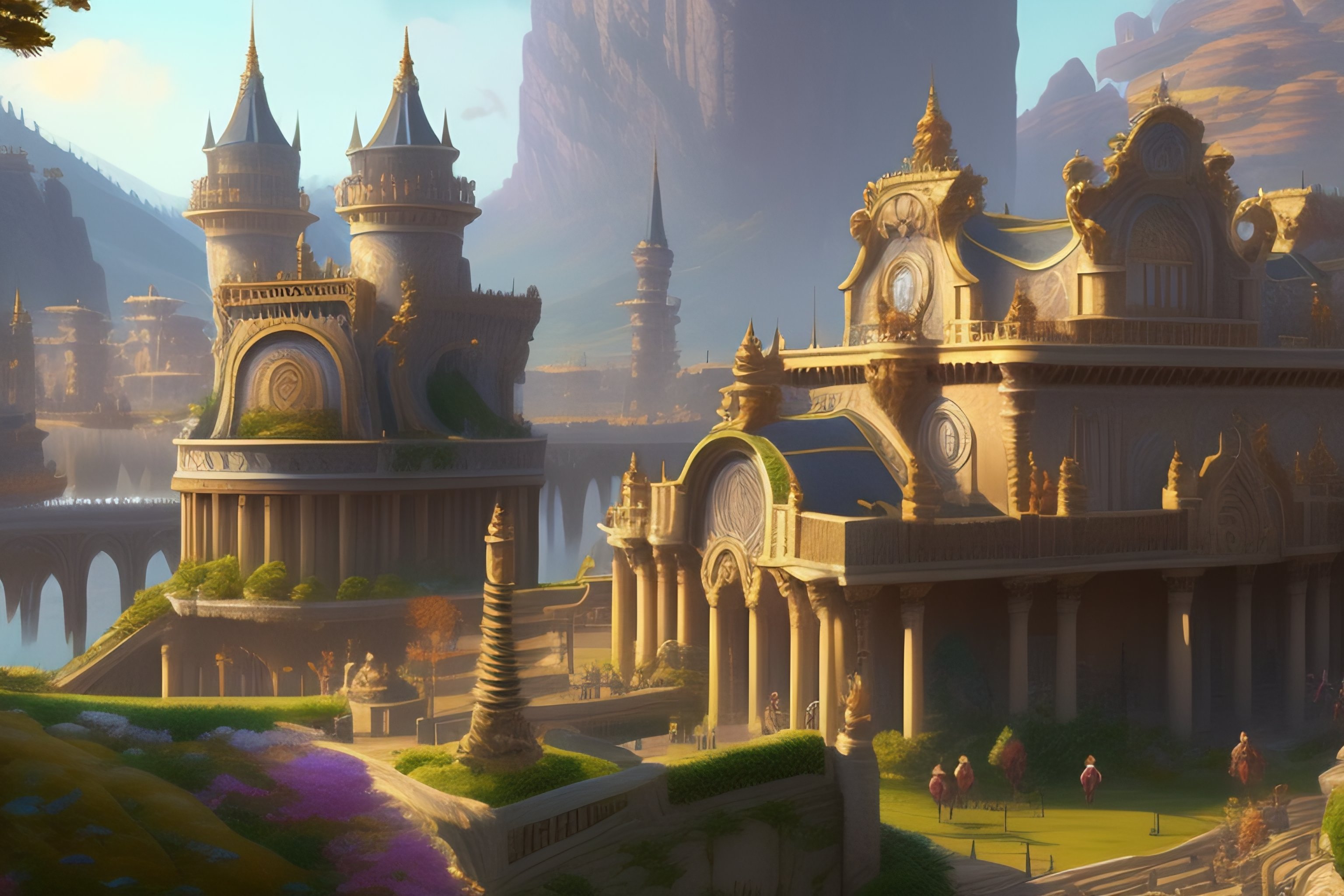 Lexica - Epic view, wide angle, elegant fantasy capital city, insanely ...