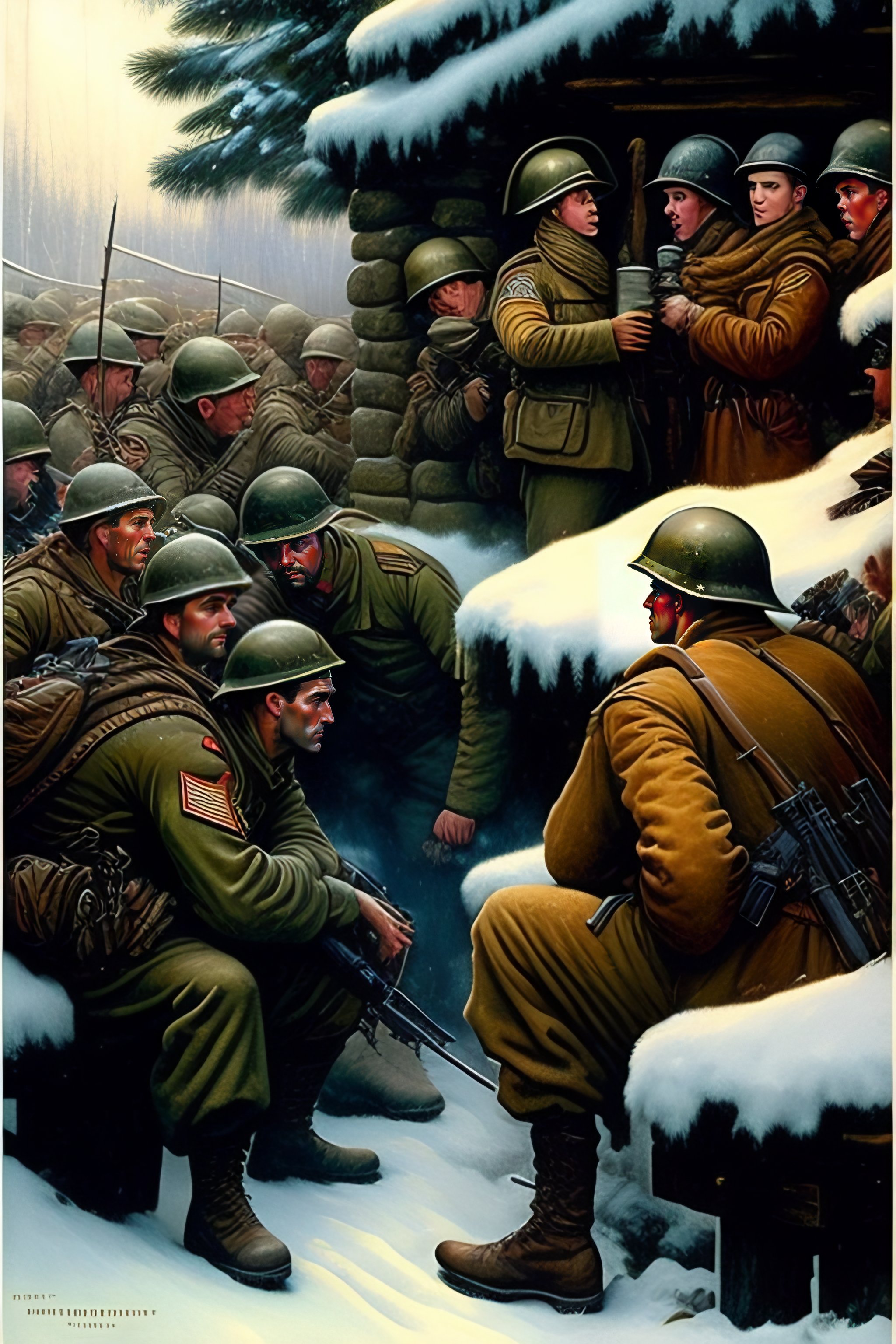 Lexica - Us soldiers in the trenches celebrating chritmas day, with ...