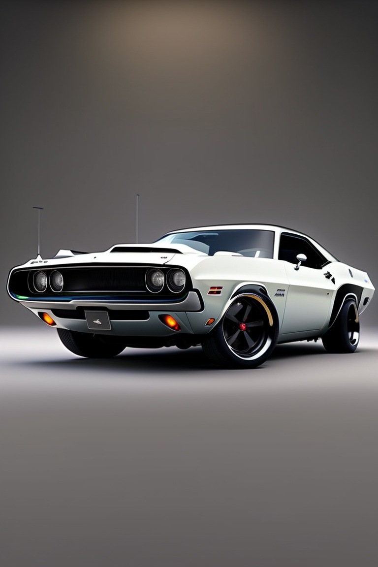 Lexica - Panda dodge Challenger car, black and white, the car like ...