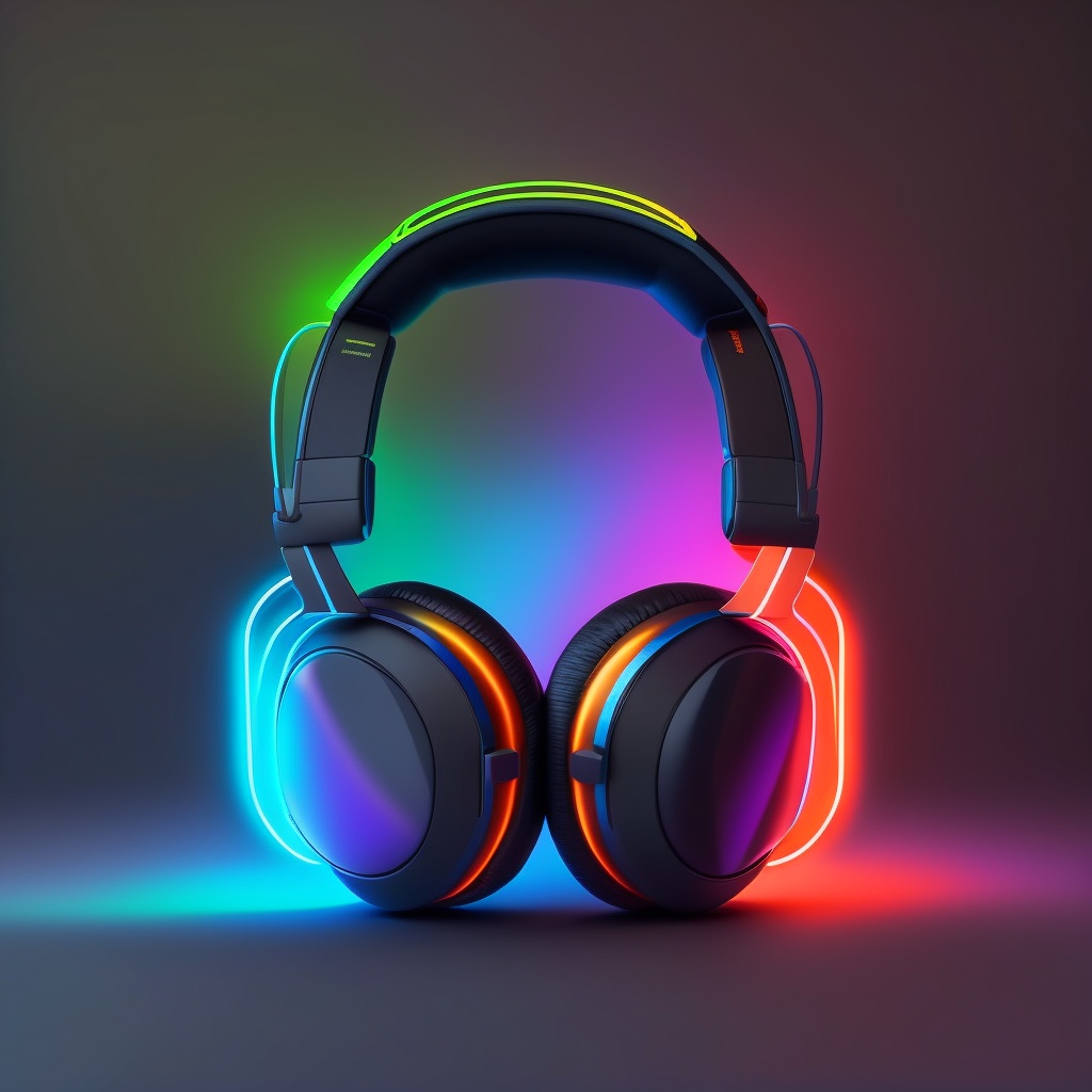 Lexica - Headphones,neon glow, dark background, 3D