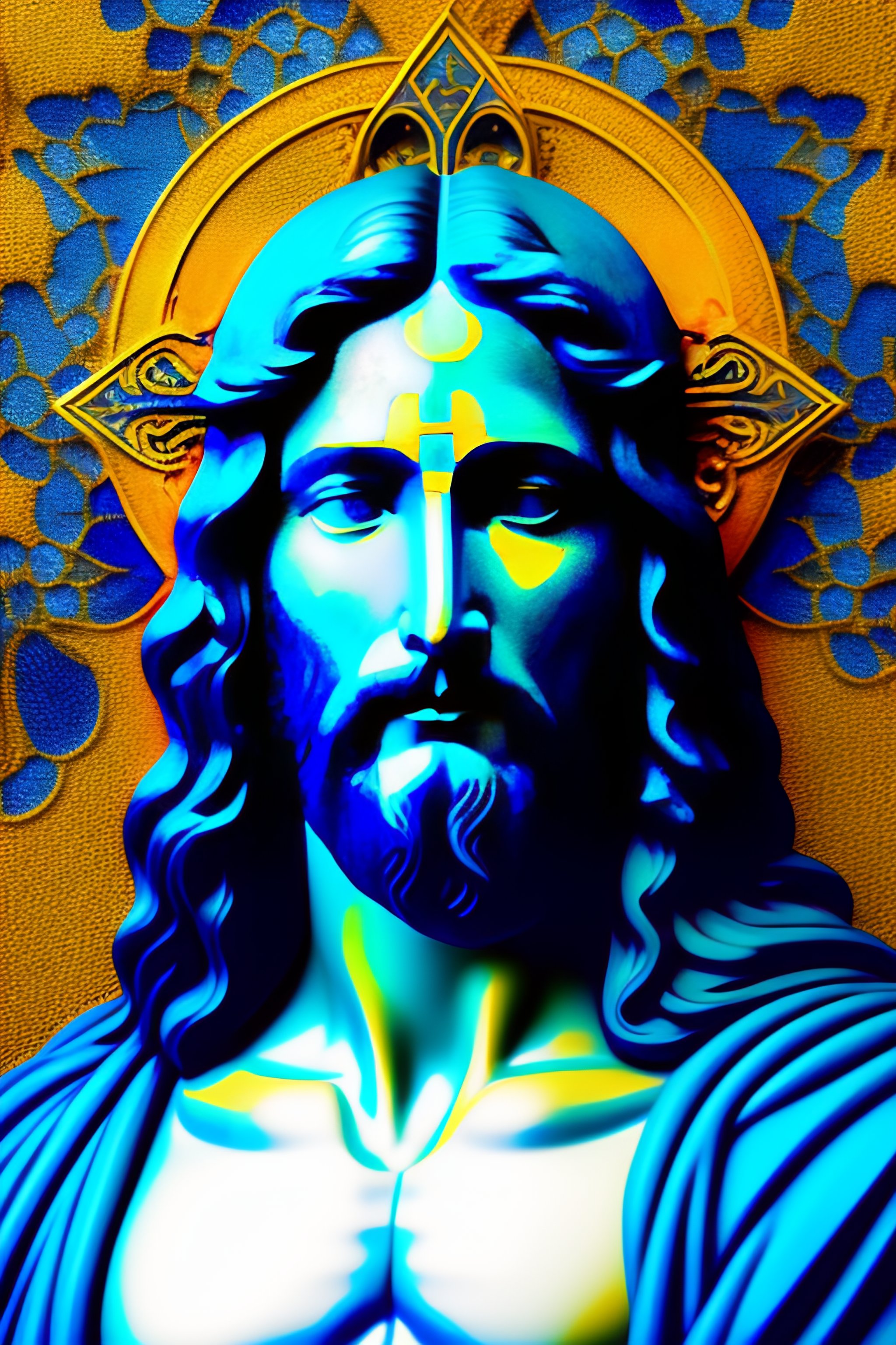 Lexica - A portrait of anime Jesus blue and yellow manl, highly ...