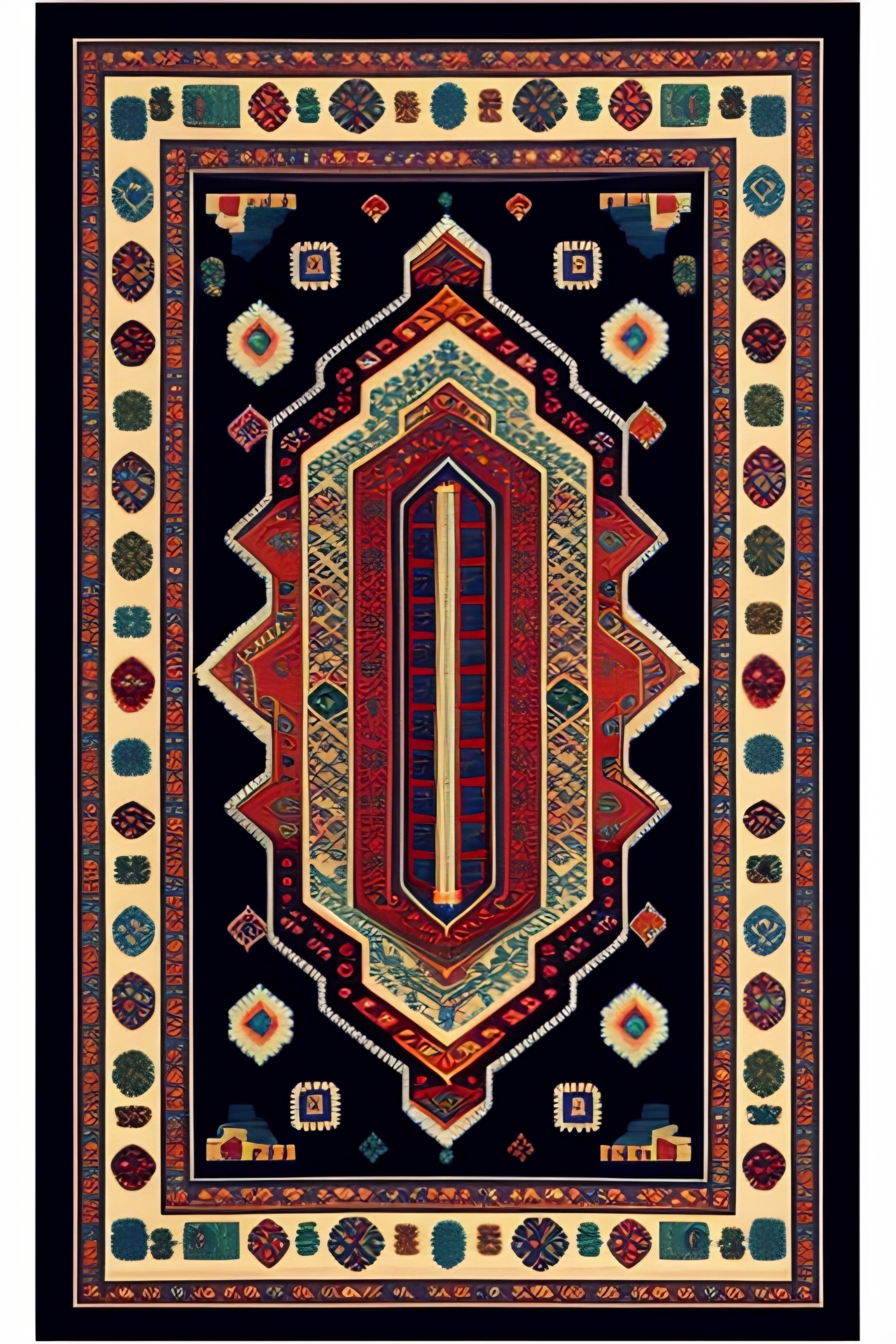 Lexica - Futuristic folkloric russian rug hand drawn