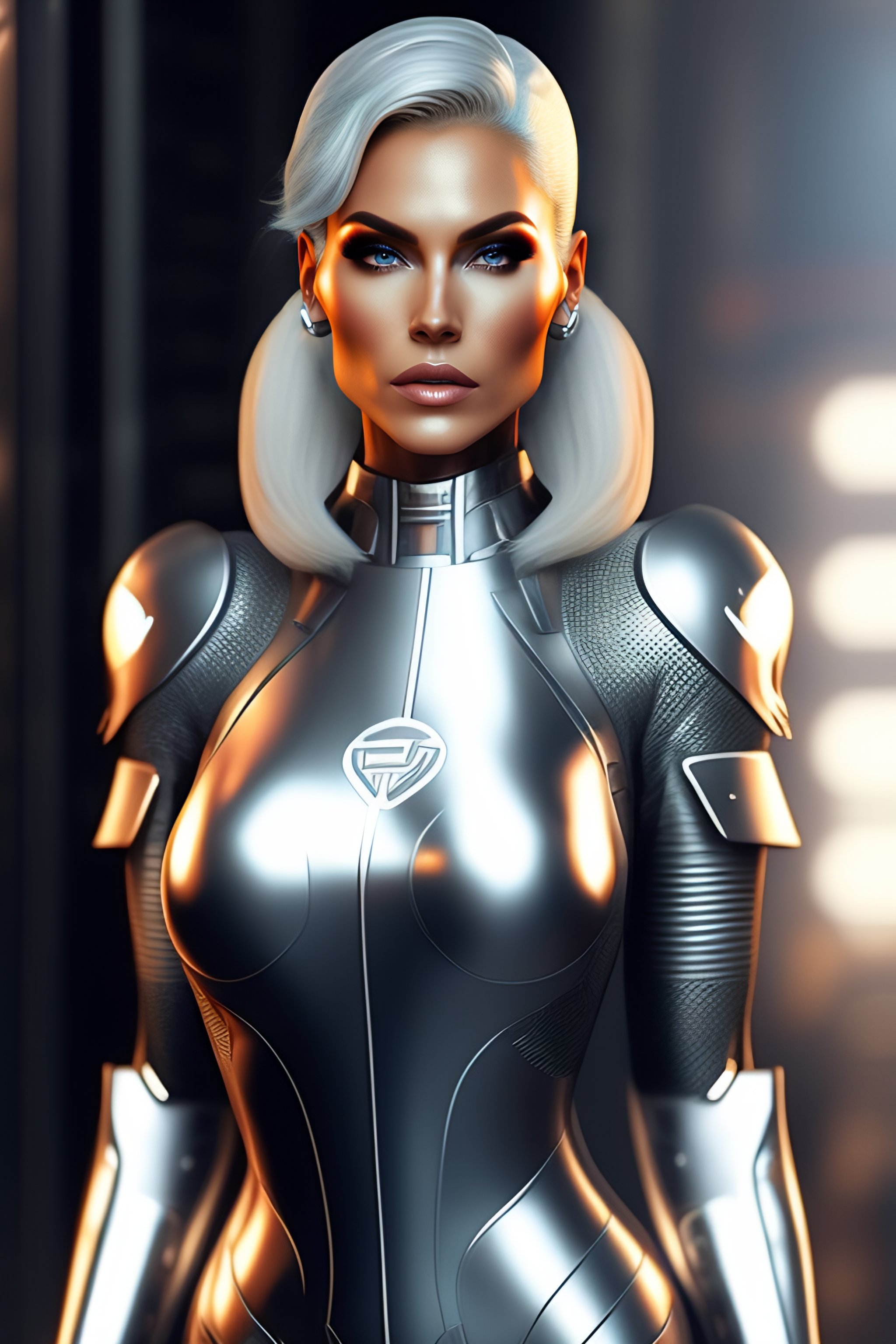 Lexica - Cyborg fembot E.D.I. from Mass Effect 2. Silver chrome woman ...