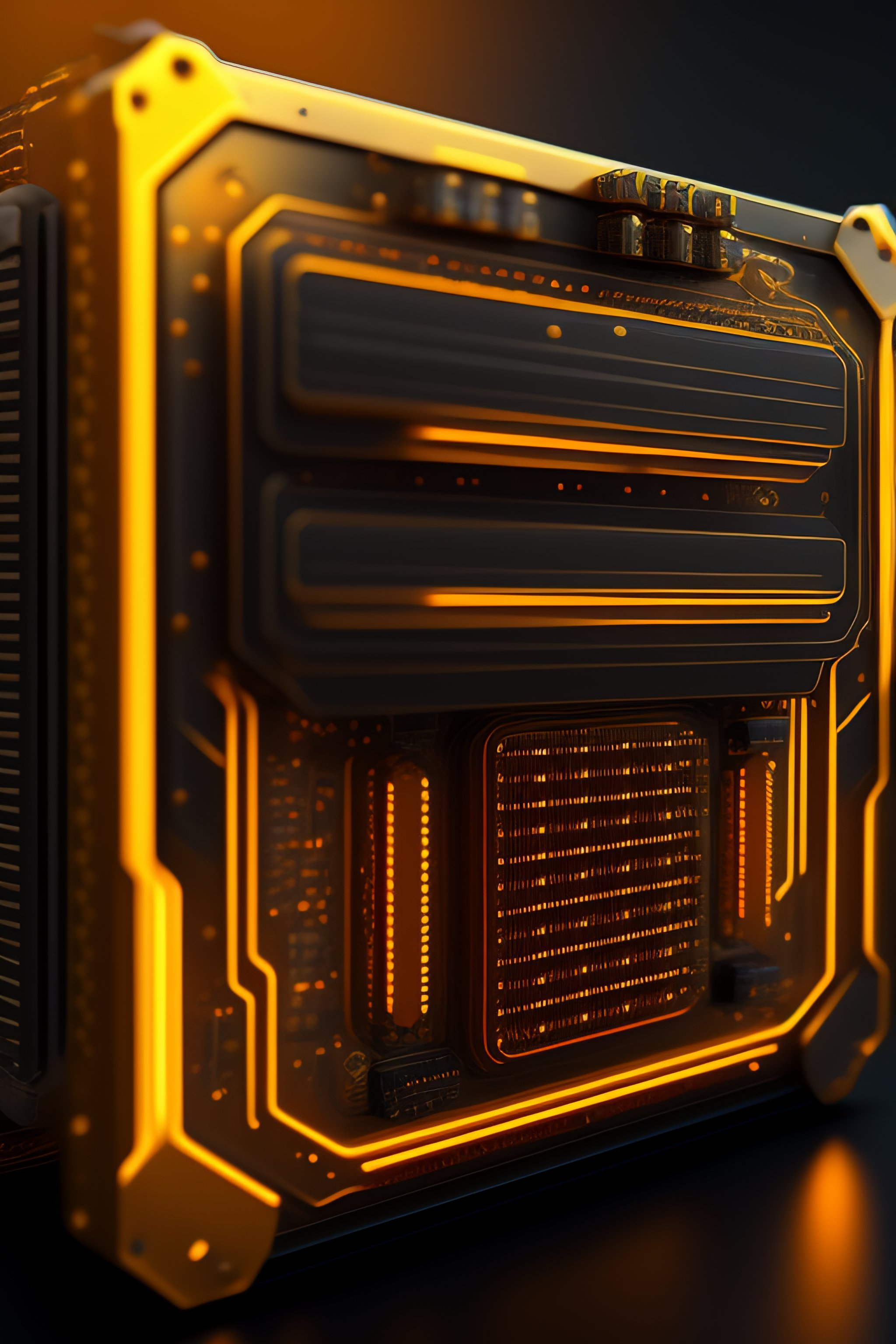 Lexica - Yellow orange scifi greeble corroded metallic control board ...