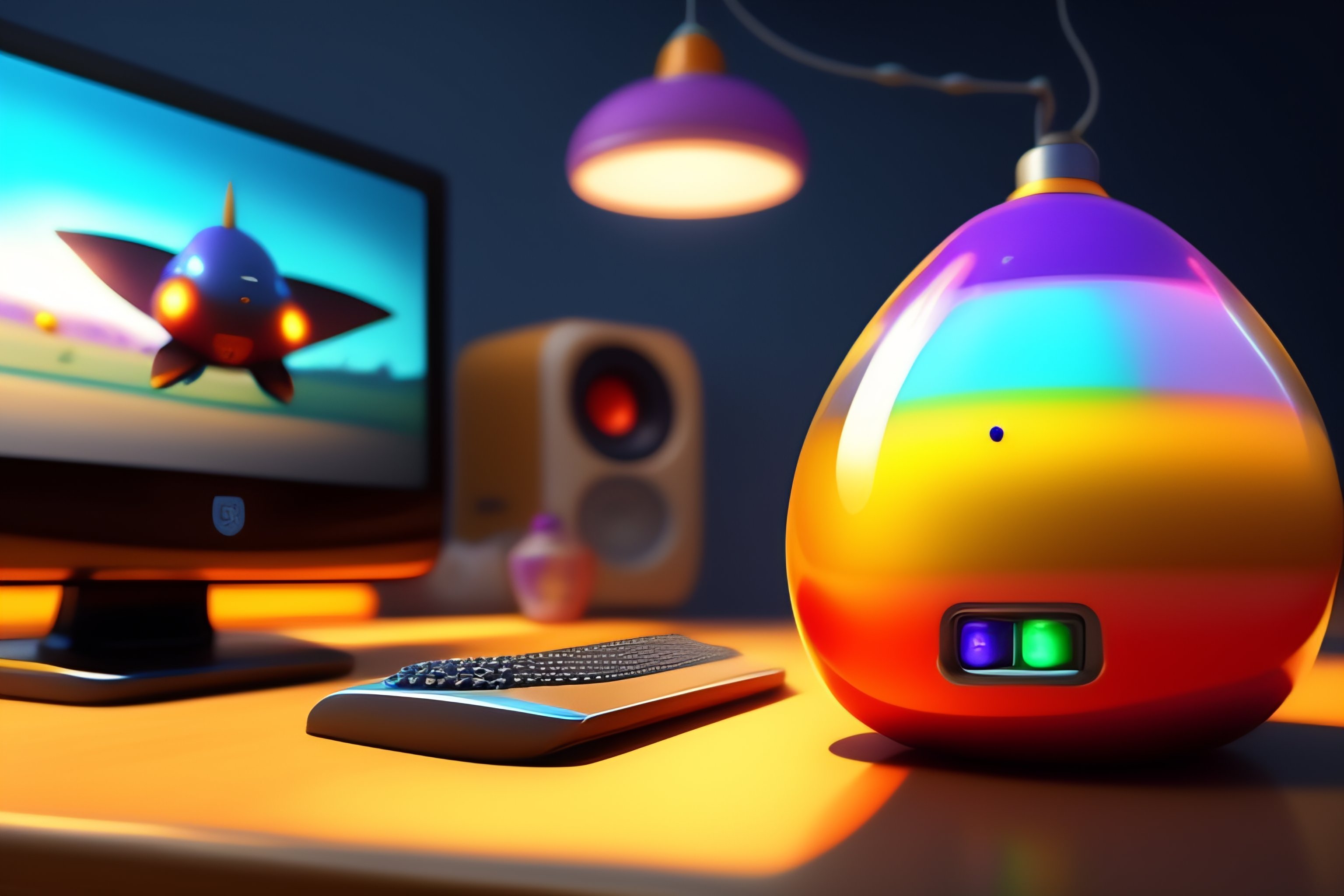 Lexica - Bright Pixar art for a girl playing computer games, where cute ...