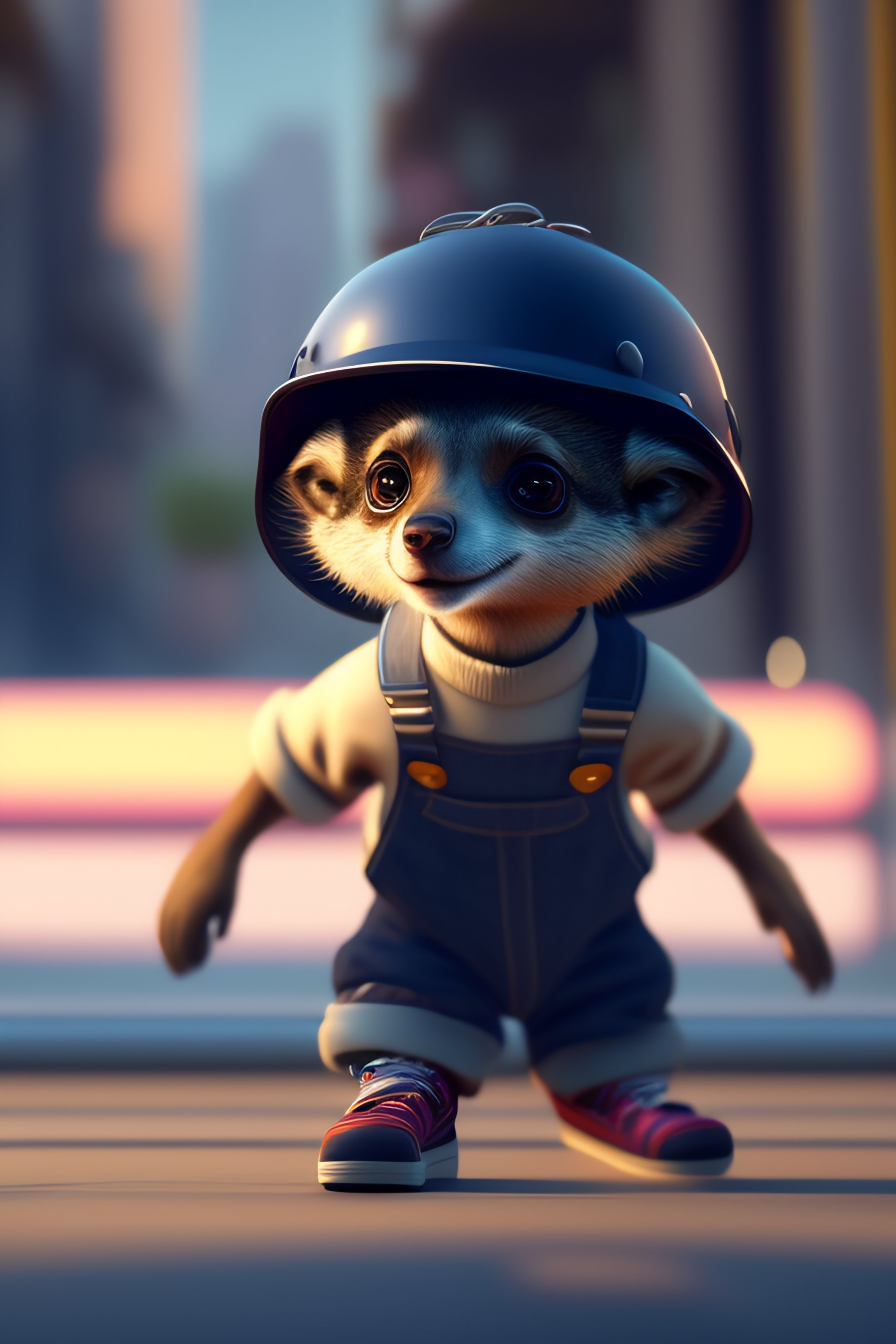 Lexica - Cute little humanoid suricate, dressed with dungarees, shoes ...