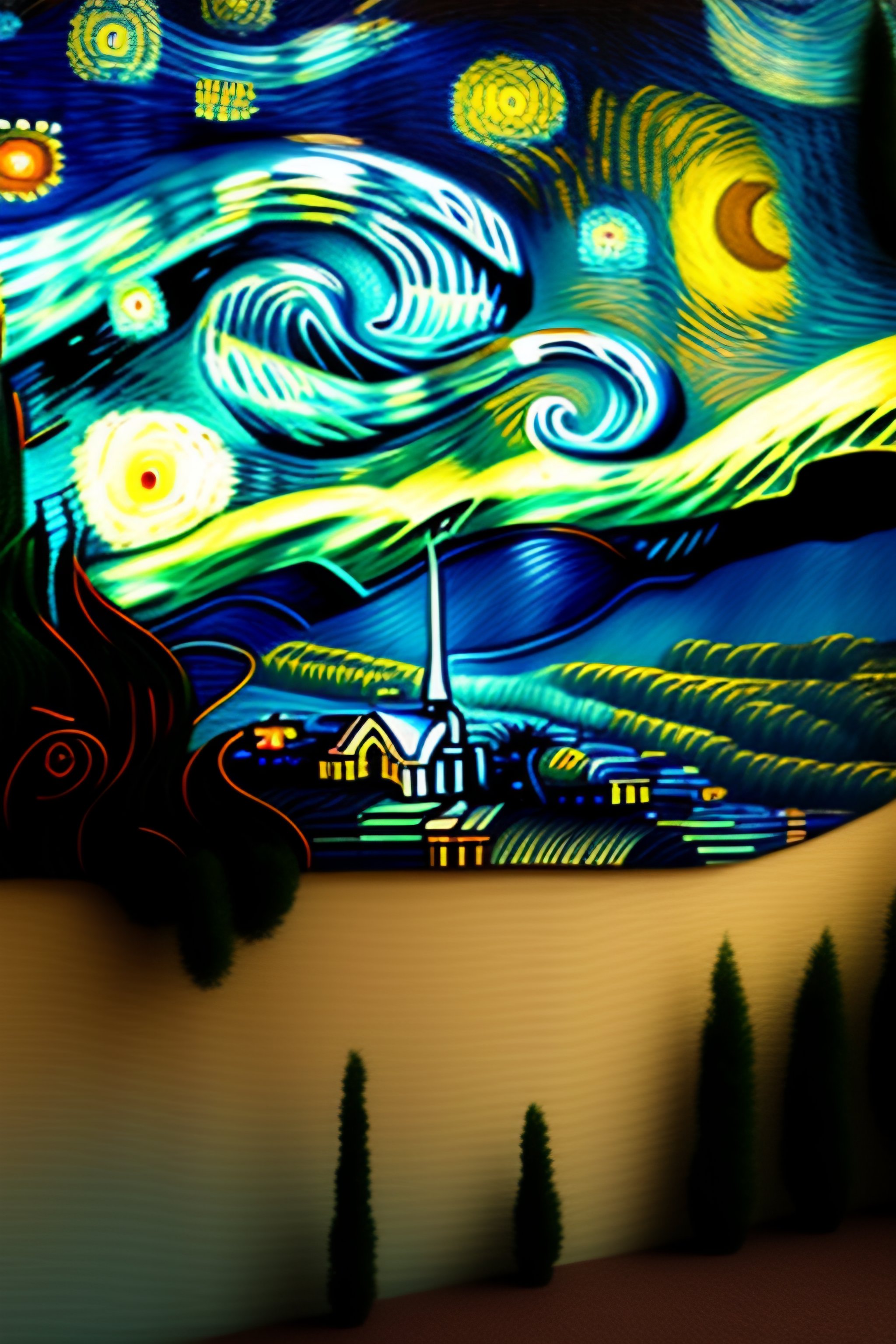 Lexica - La noche estrellada de van Gogh y la mona lisa