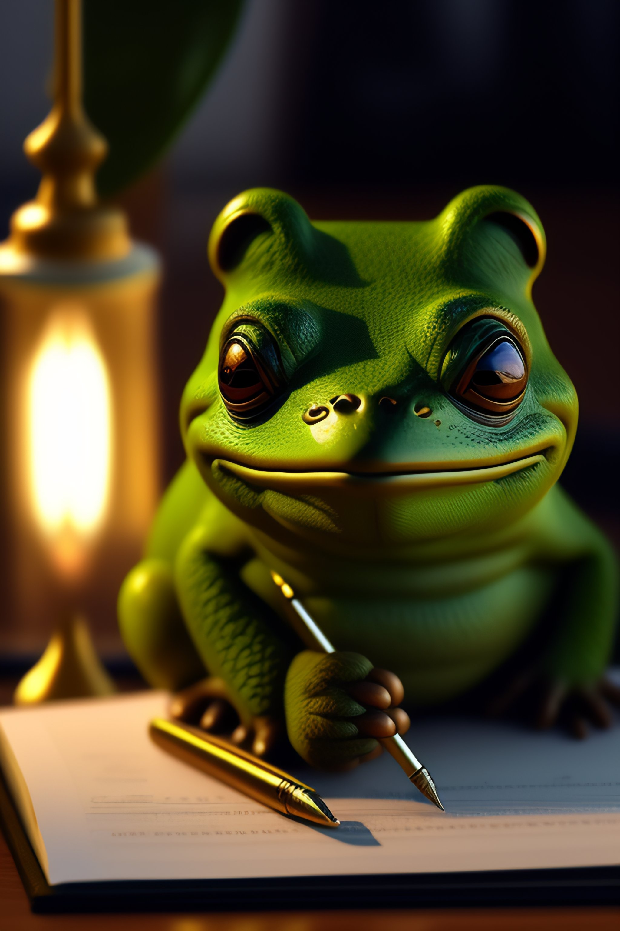 Lexica - An exhausted pepe the frog commiting tax fraud, paperwork ...
