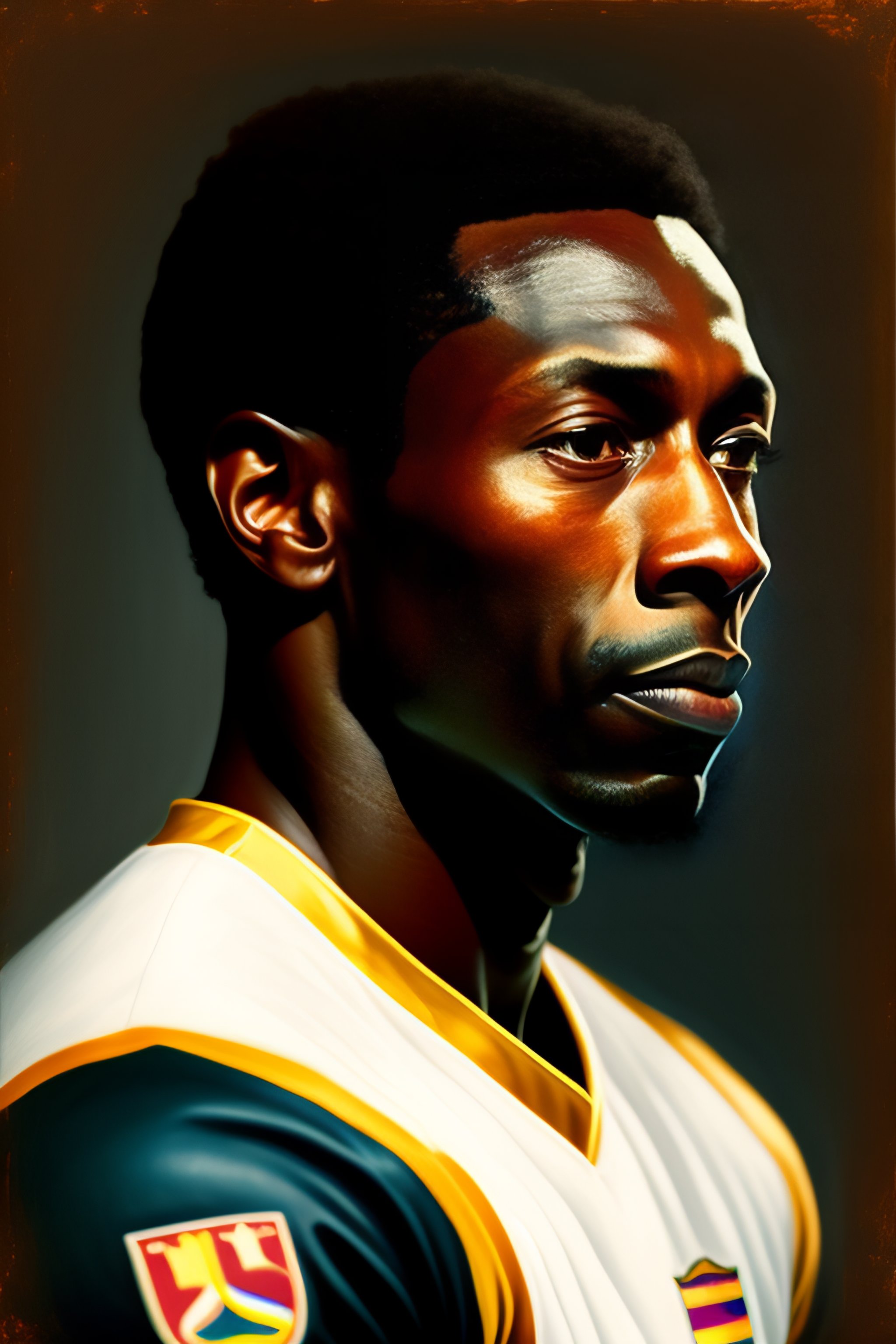 Lexica - Rough dull renaissance portrait painting of Pelé