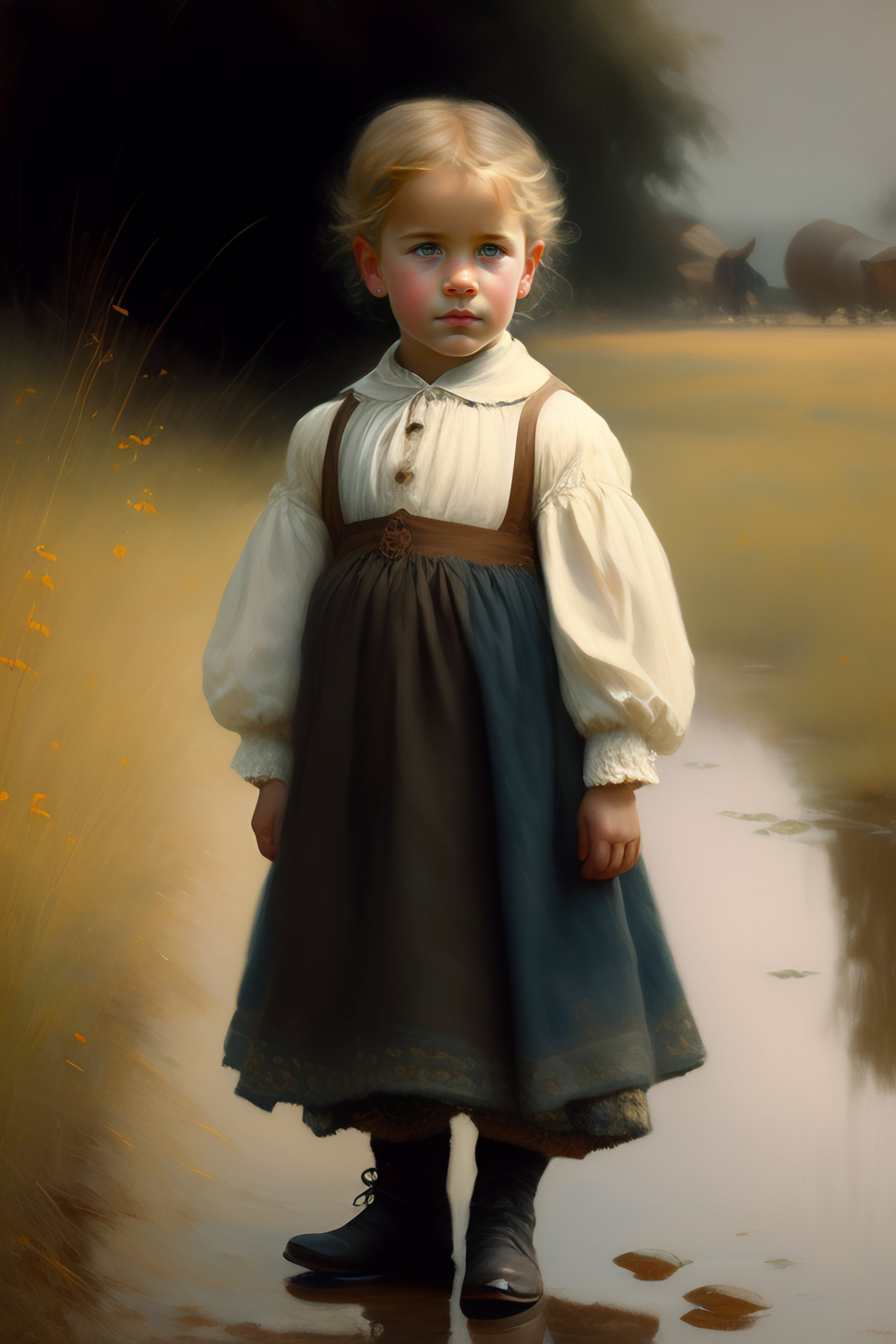 Lexica - A painting of peasant child, Victorian poor clothing,, low ...
