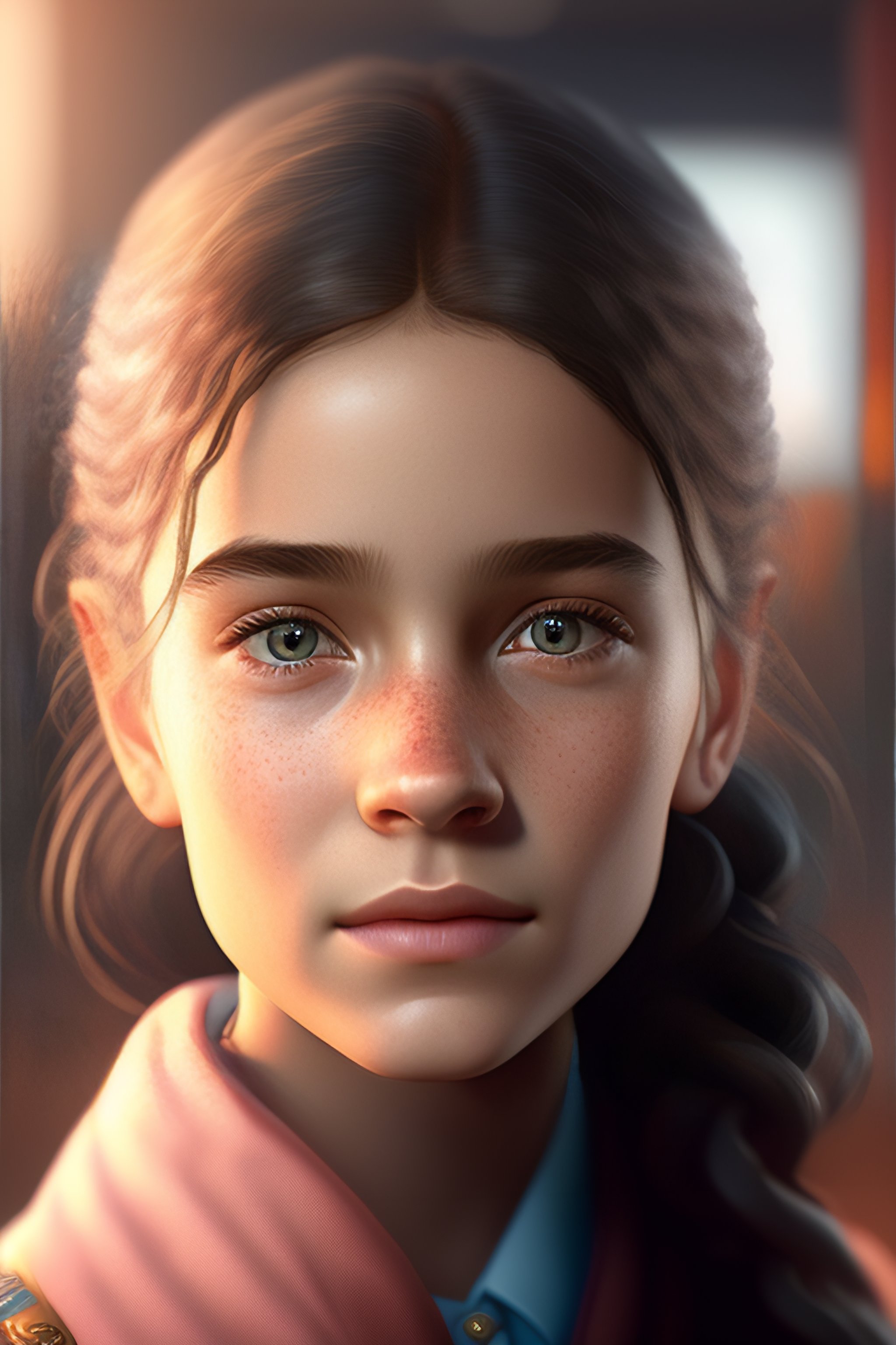 Lexica - Portrait of young girl, headshot, 12 years old, detailed face ...