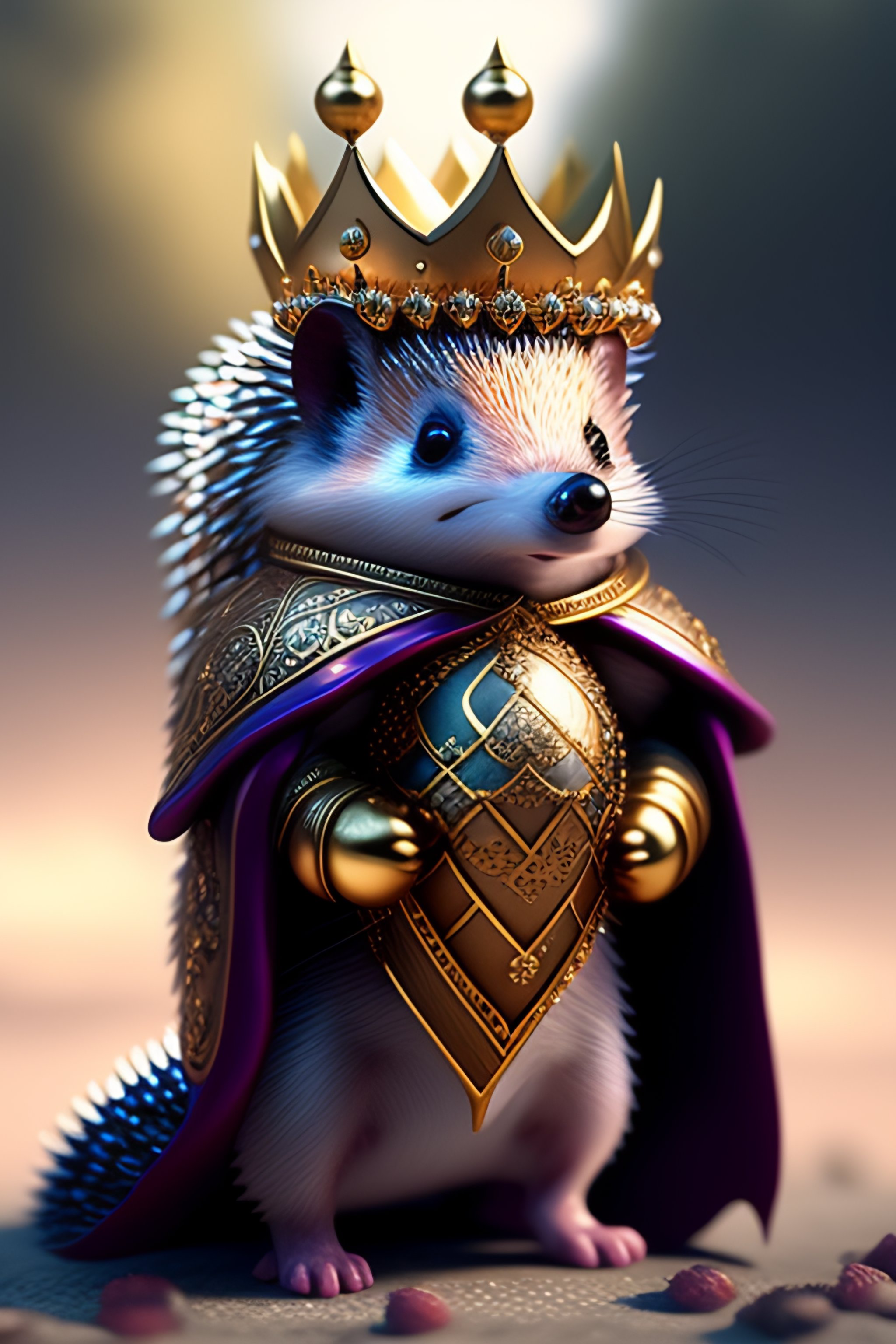 Lexica - Hedgehog with crown, royal armour and royal jewlery, bloody ...